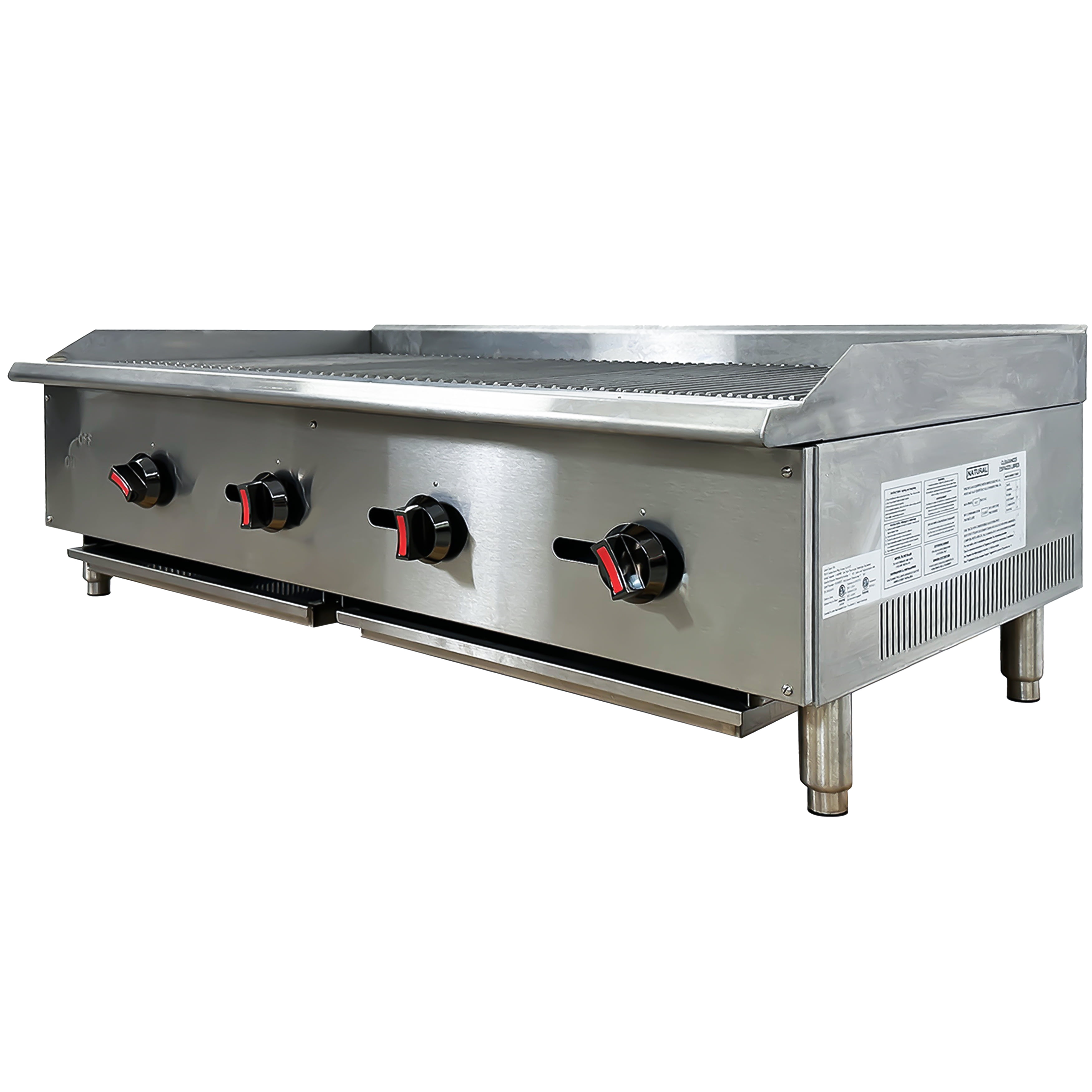 Elite Kitchen 48-Inch 4 Burner Stainless Radiant Broiler, Gas ...