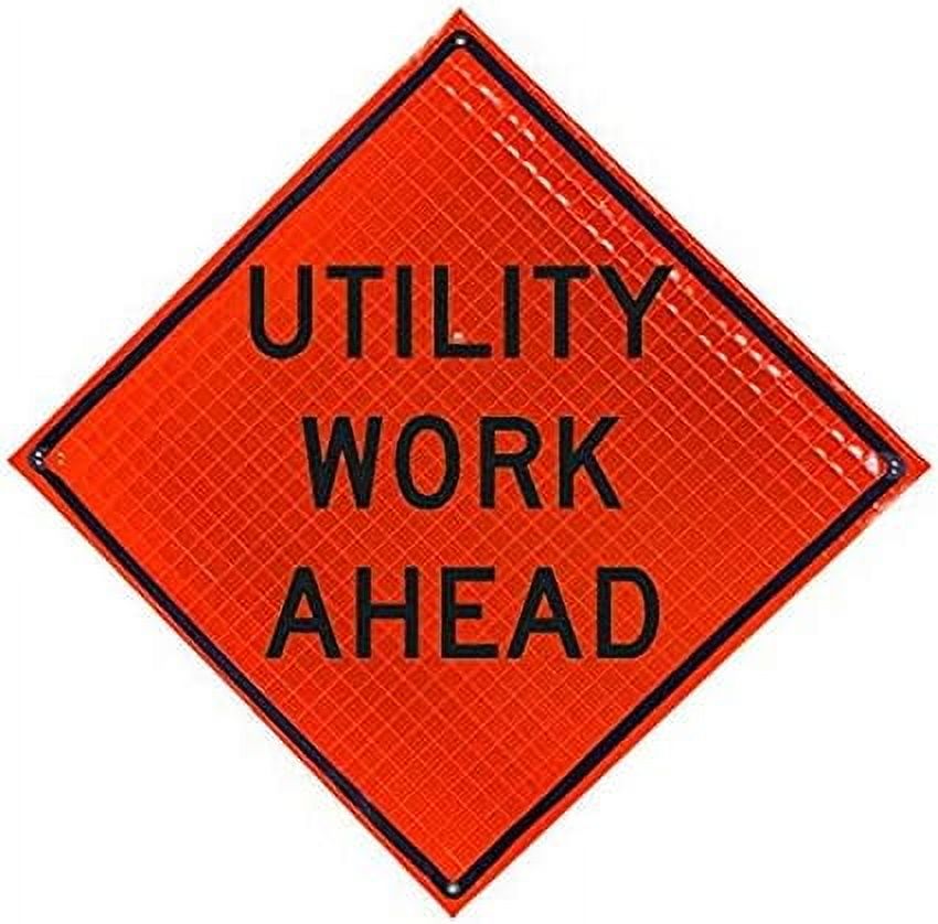 48" Reflective Super Bright Fluorescent Orange Roll-Up Warning Sign, 48 ...