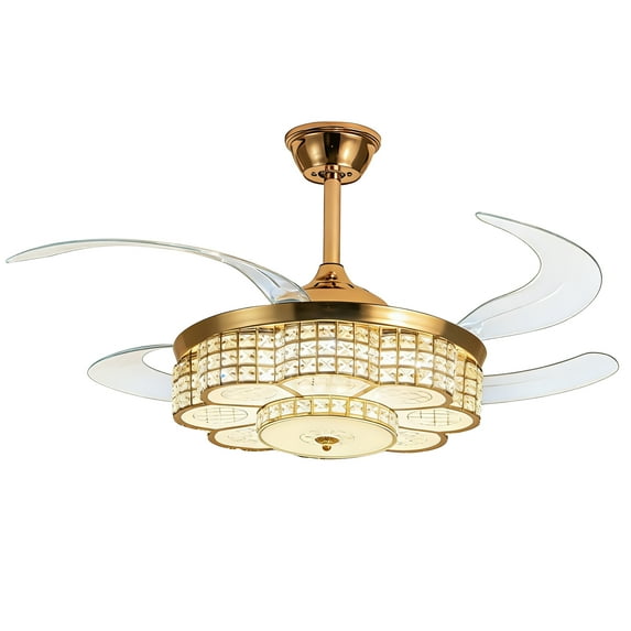 48" Retractable Ceiling Fan with Lights,Indoor Ceiling Fans Light with ...