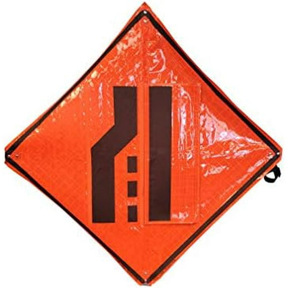 48" Roll-Up Super Bright Reflective Sign - Reversible Dual Lane ...