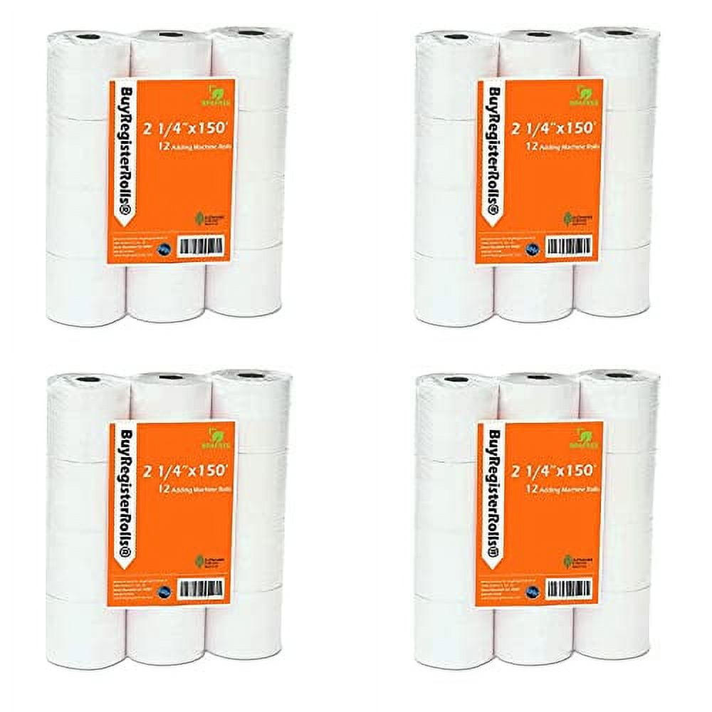(48 Rolls) 2 1/4 x 150 ft White Adding Machine Tape Paper Rolls Premium ...