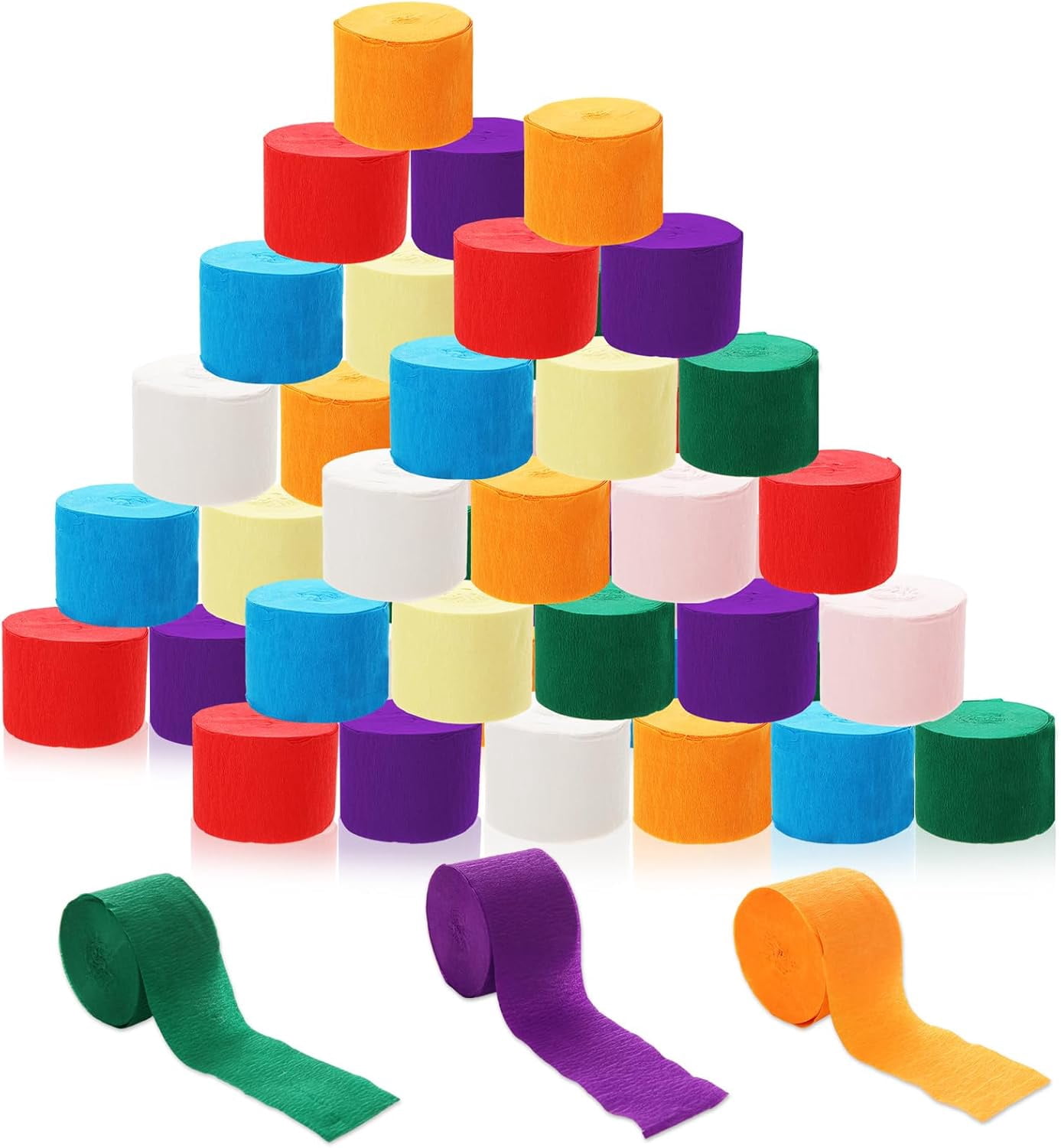48 Rolls Rainbow Crepe Paper Streamers Bulk, Birthday Streamers Party ...