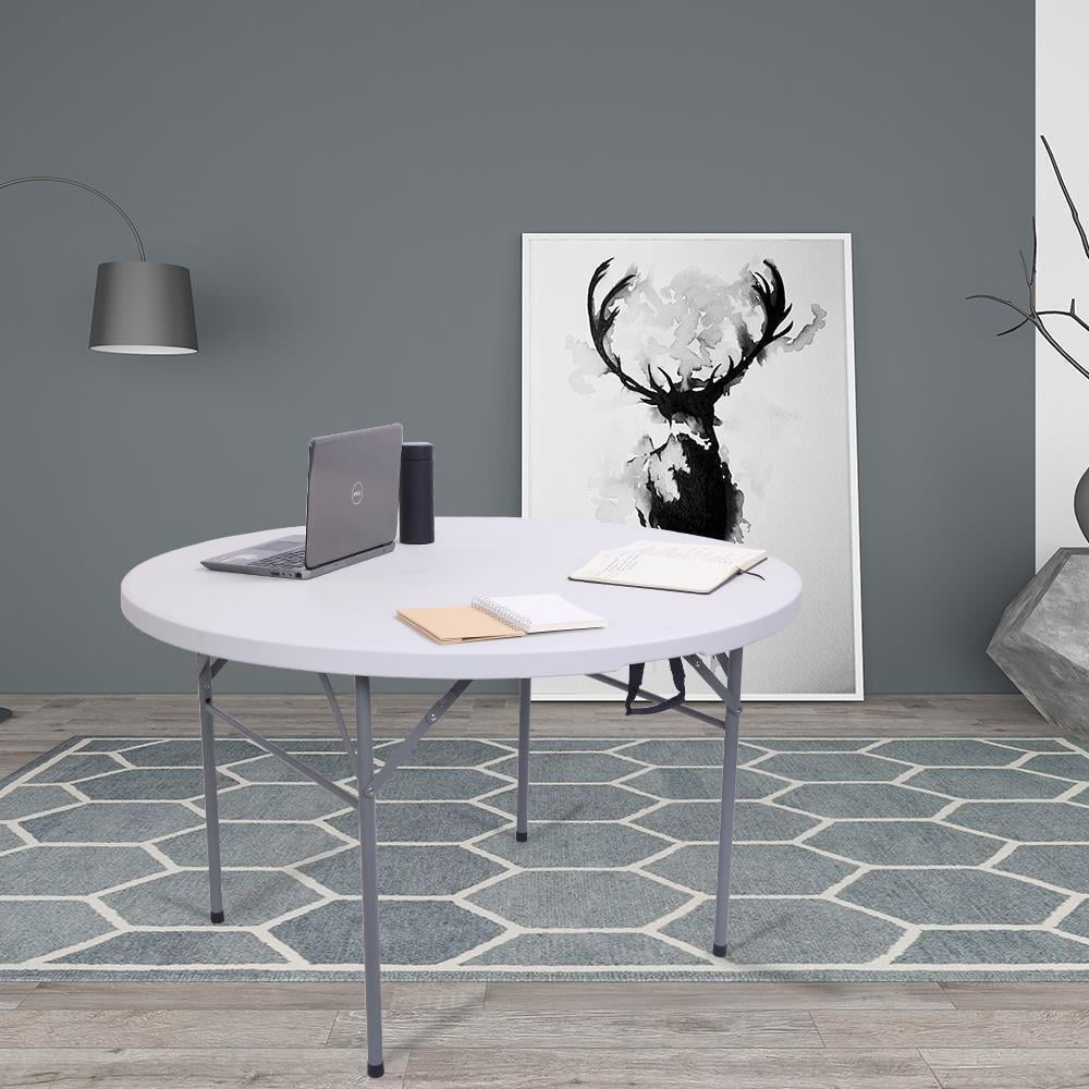 48" Round Bi-Fold Granite White Plastic Banquet Event Folding Table ...