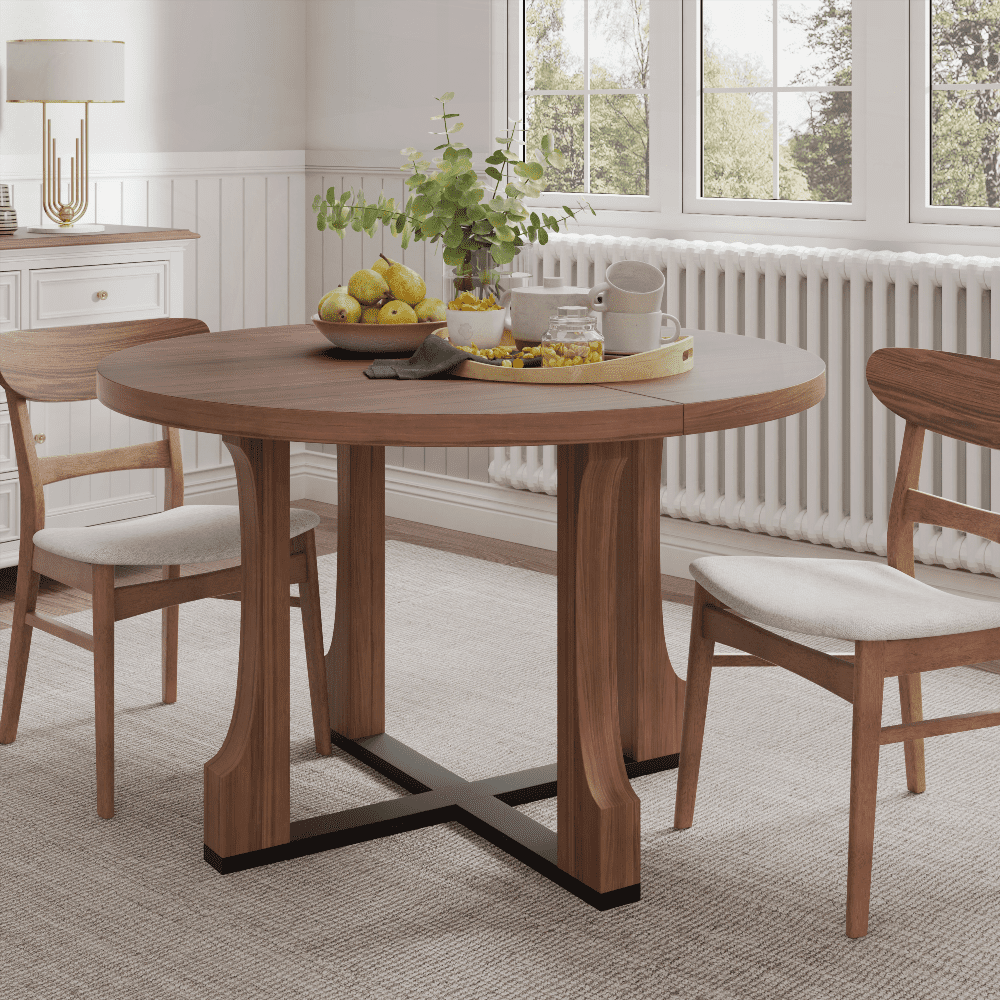48" Round Dining Table for Small Spaces | TSCA MDF, Easy Assembly, Farmhouse Charm - Walmart.com