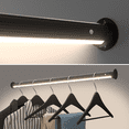 48" Round Ridged LED Closet Hanging Rod in Matte Black with PIR Motion ...