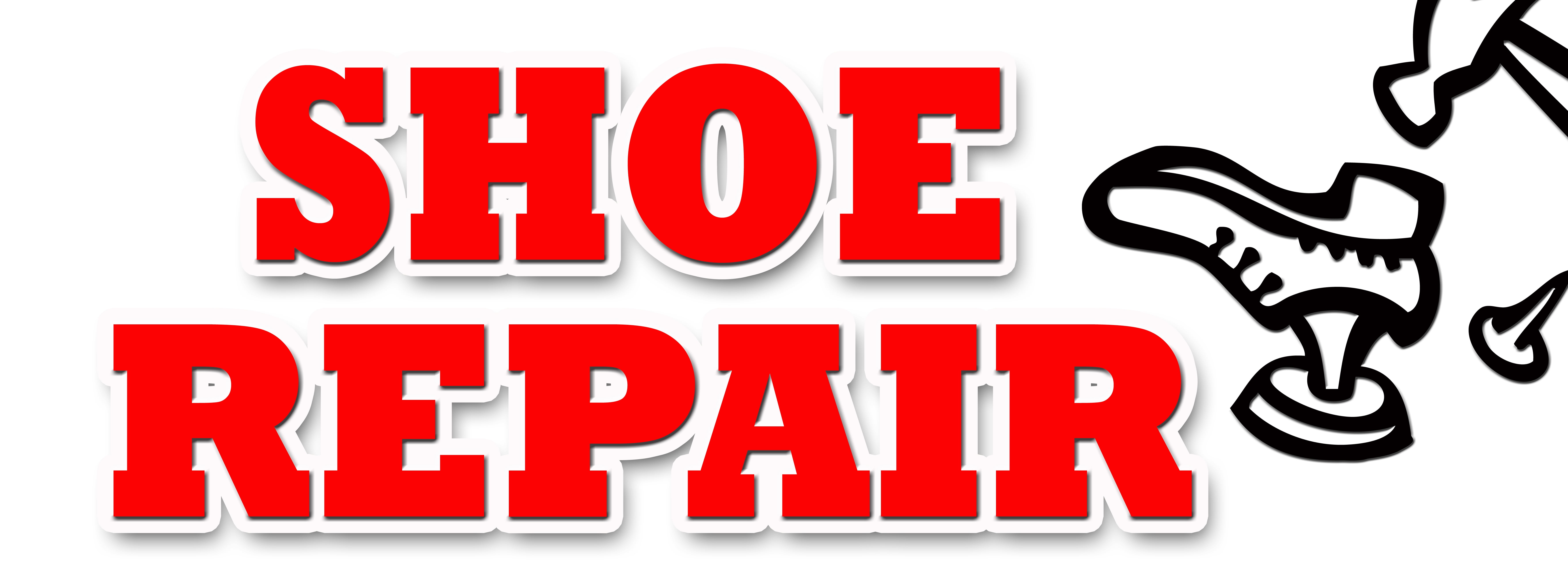 48" SHOE REPAIR DECAL sticker heels soles work luggage repair while ...