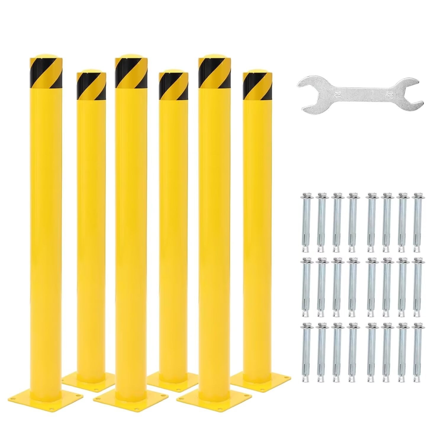 48" Safety Bollards, 6 Pack Steel Driveway Guardrail, Safety Bollards ...