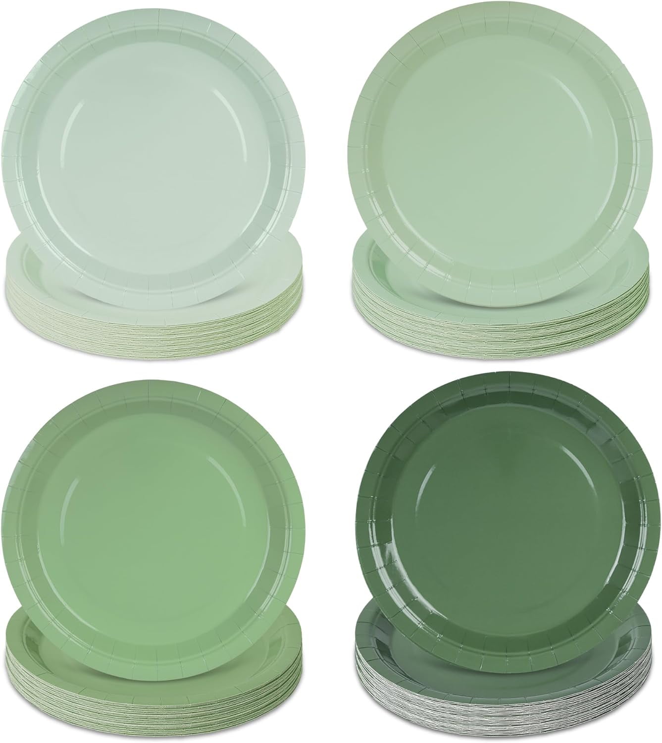 48 Sage Green Paper Plates Gradient Green Party Plate 9 Inch Disposable ...