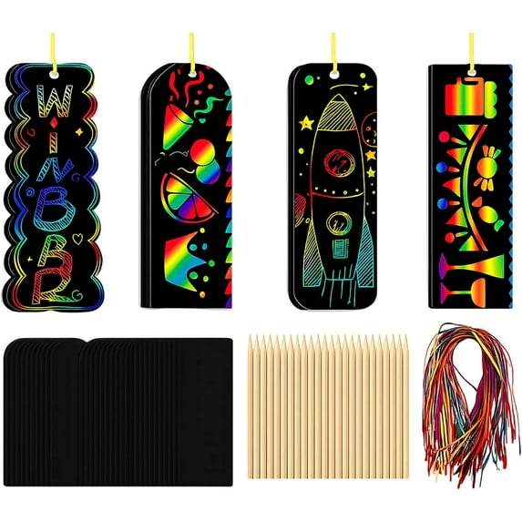 48 Set Bookmark Making Kit,4 Styles Magic Rainbow Bookmarks Craft Kit ...