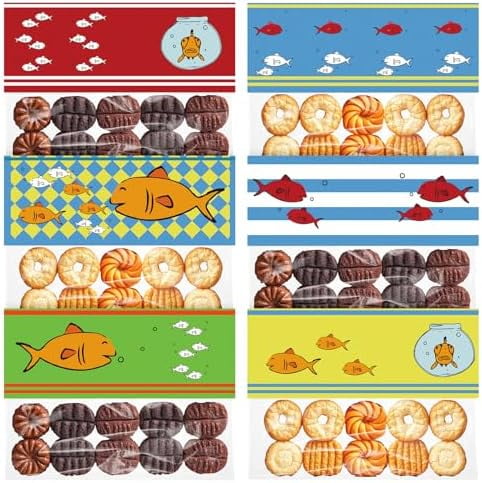 48 Set Fish Treat Bag Toppers Self Adhesive Goodies Bags Blue Fish ...