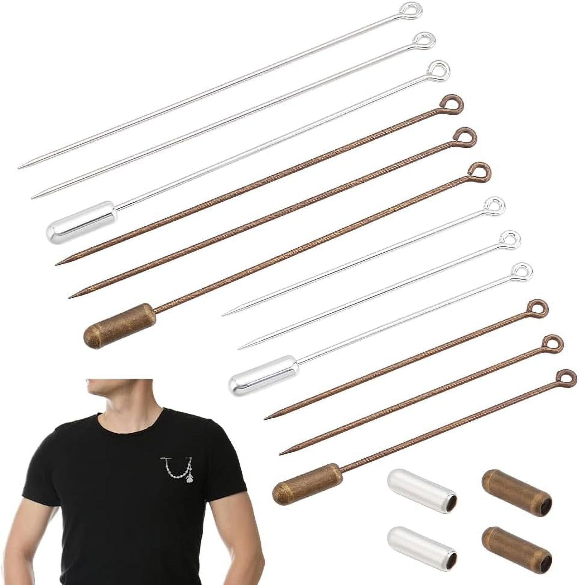 48 Sets Brooch Stick Pins Stick Safety Pins 2 Sizes Eye Pins Metal ...
