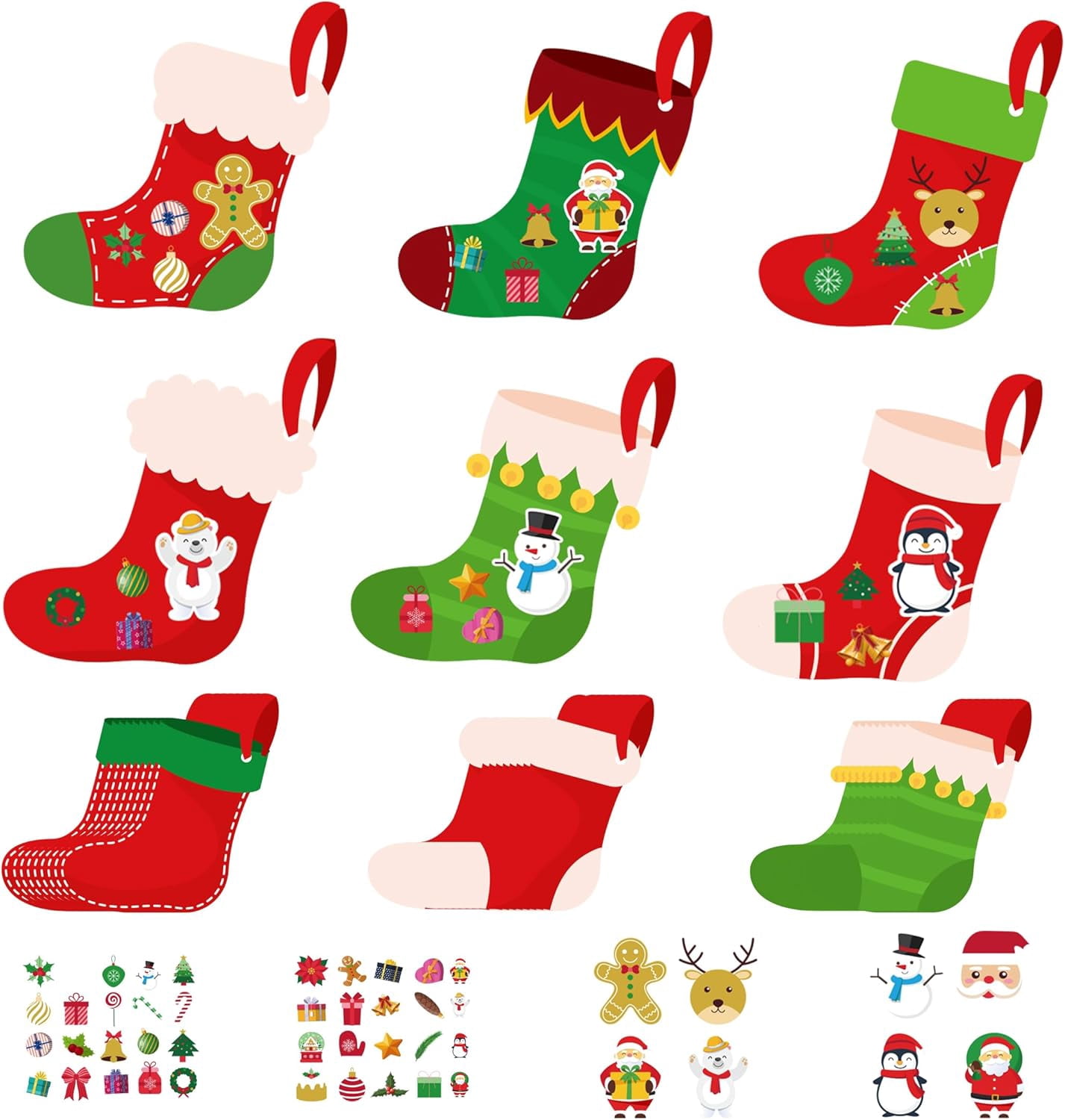 48 Sets Christmas Craft Kits with Stickers for Kids Christmas Stockings ...