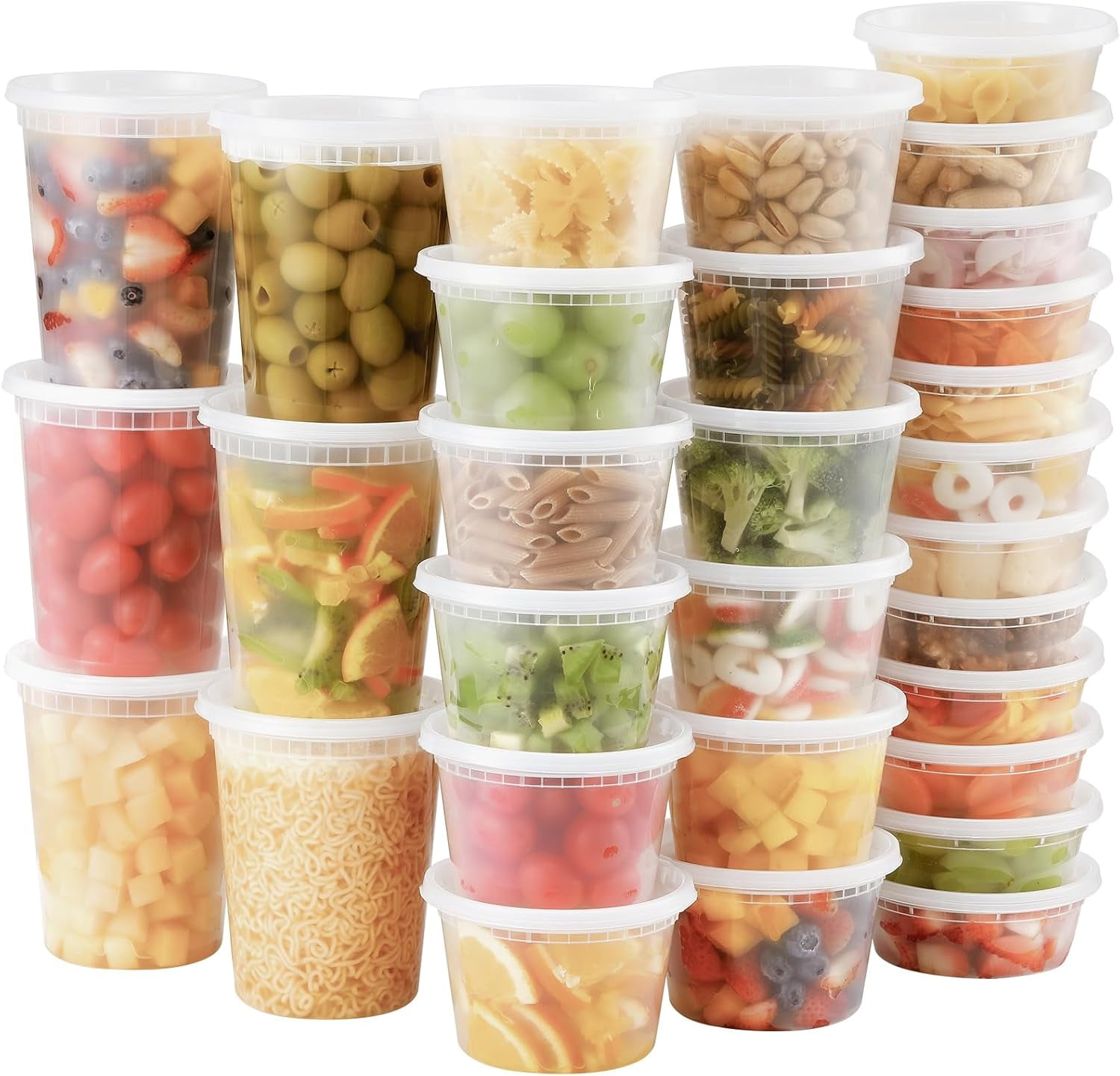 48 Sets Plastic Deli Containers With Lids, 8 oz 16oz 32oz Variety pack ...
