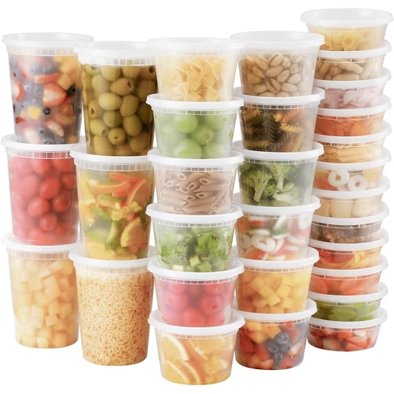 48 Sets Plastic Deli Containers With Lids, 8 oz 16oz 32oz Variety pack ...