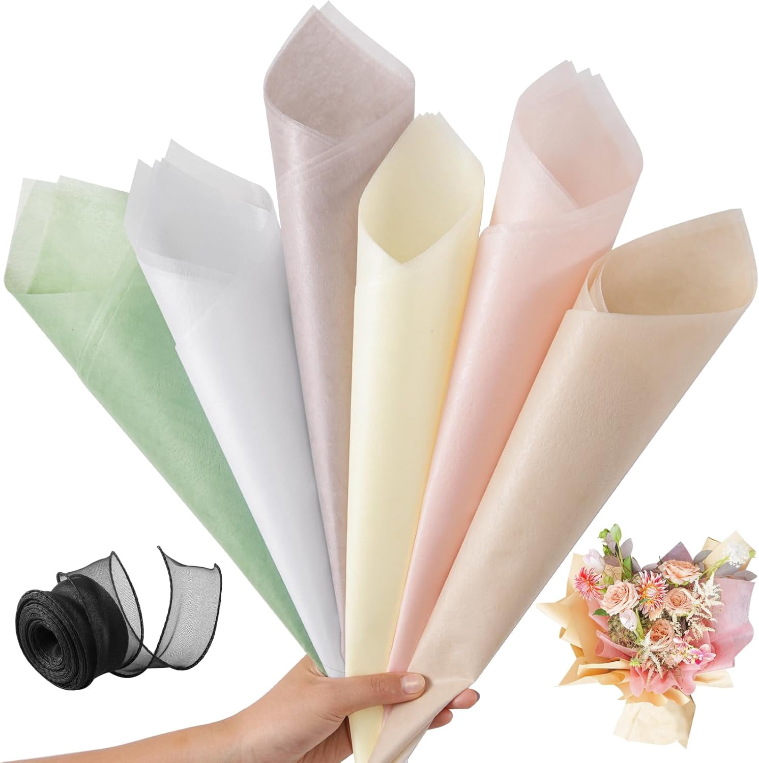 48 Sheets 23.6x23.6in Cotton Wrapping Flower Lining Paper,Korean Style ...