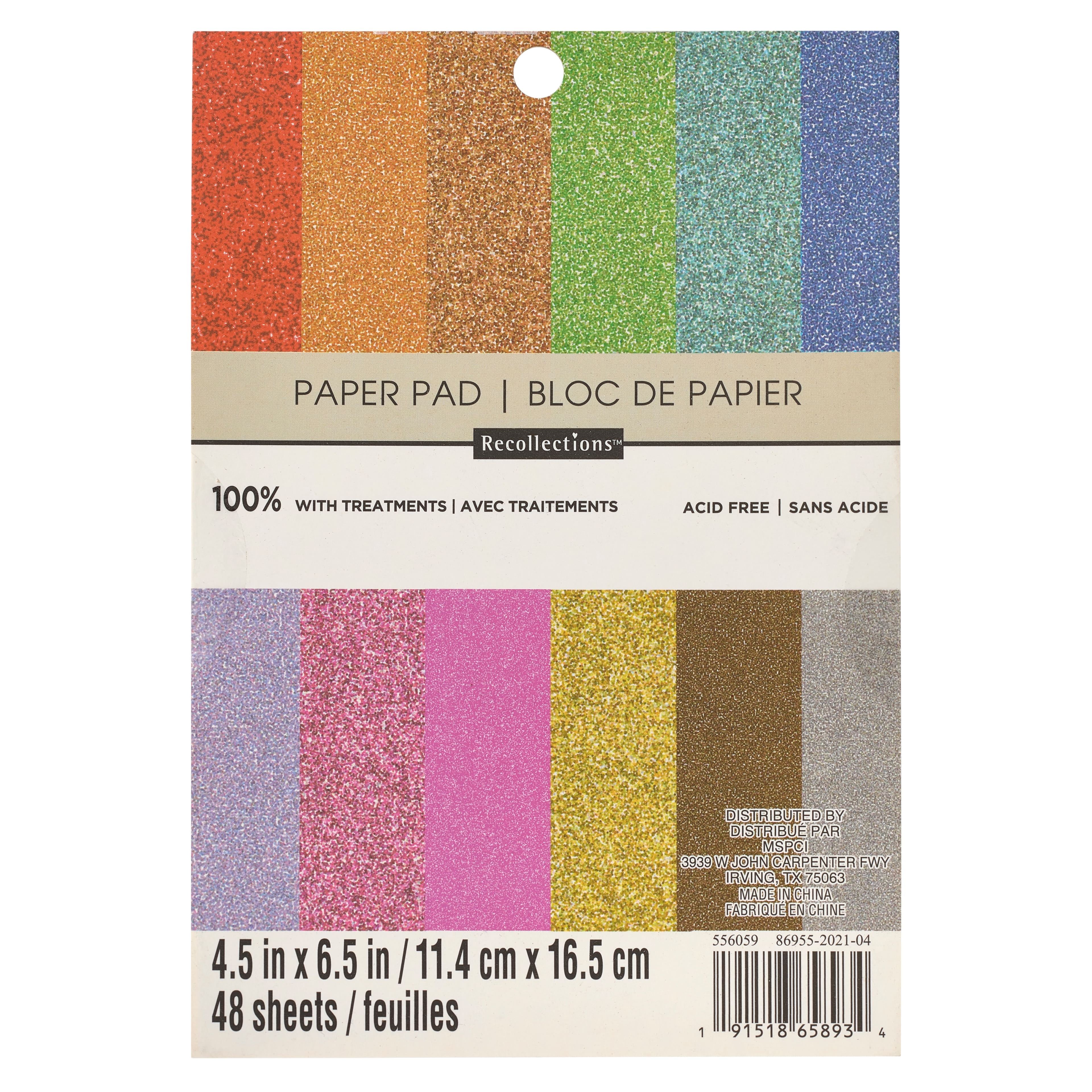 48 Sheets 4.5" x 6.5" Glitter Paper Pad by Recollections - Acid Free ...