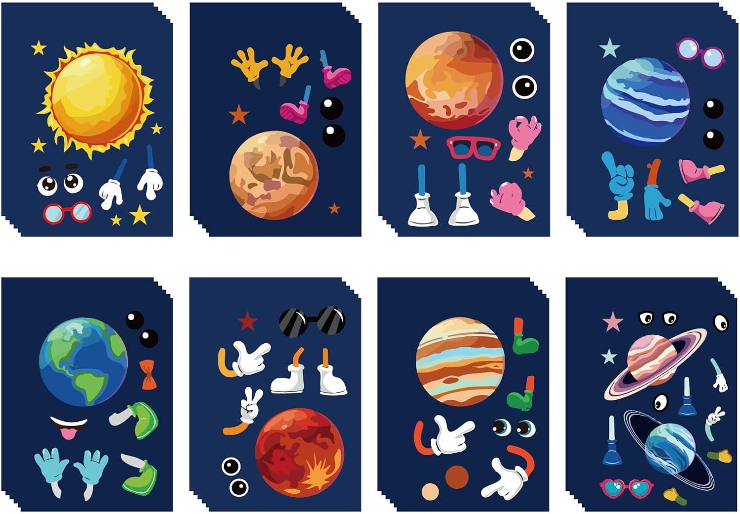 48 Sheets 8 Styles Make Your Own Planet Stickers Make A Face Outer ...