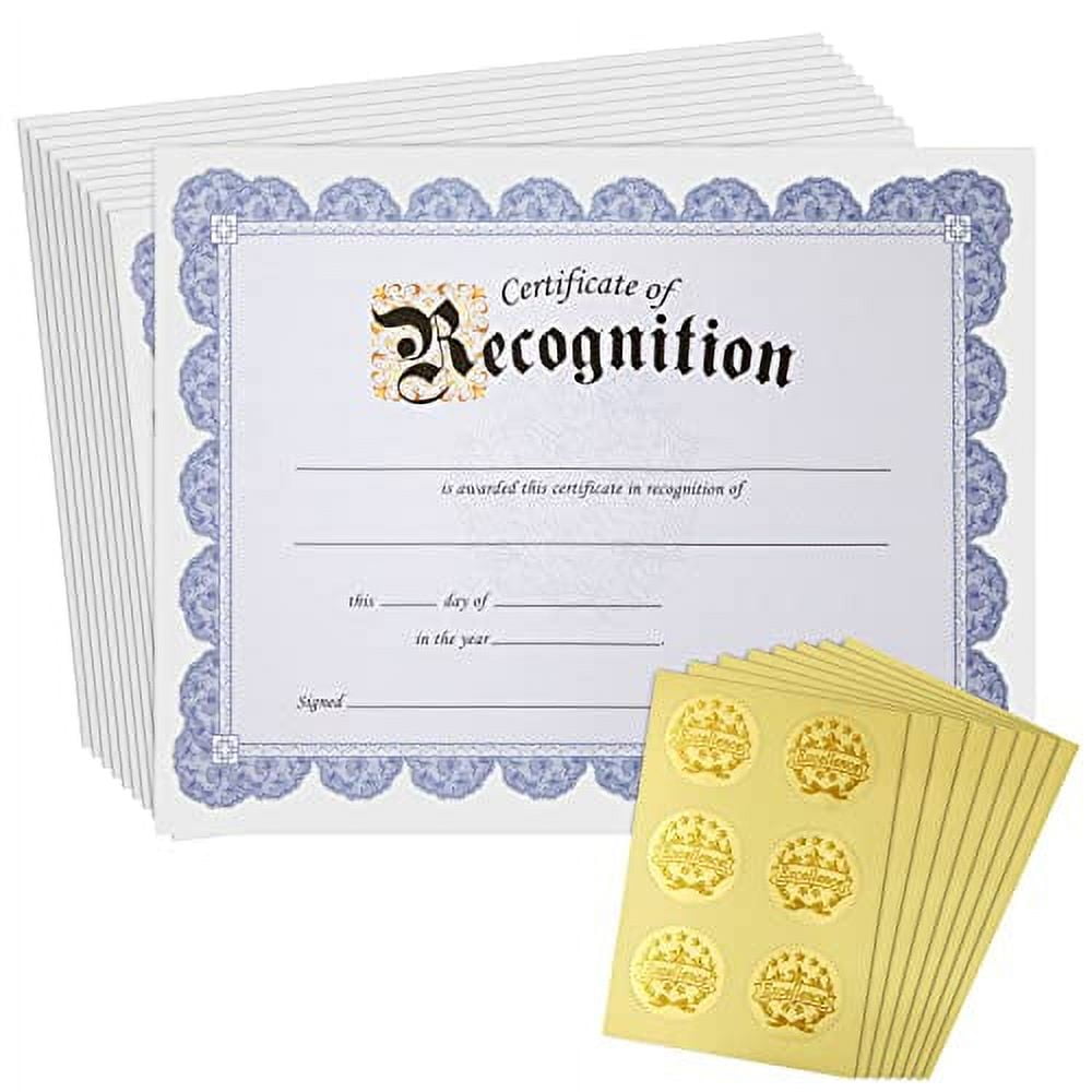 48 Sheets Blue Certificate Paper with Gold Foil Sticker Seals for ...