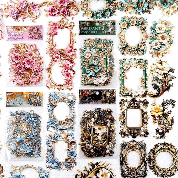 48 Sheets Flower Frame Collage Materials Scrapbook Paper,Hollow Floral ...