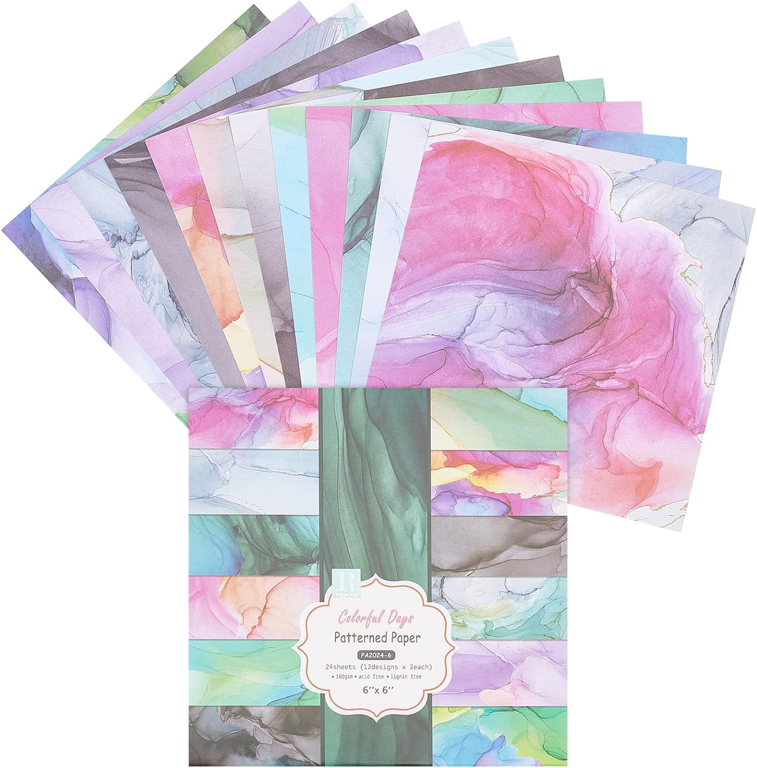 48 Sheets Marble Pattern Scrapbook Paper Pad 6x6 Watercolor Pattern ...