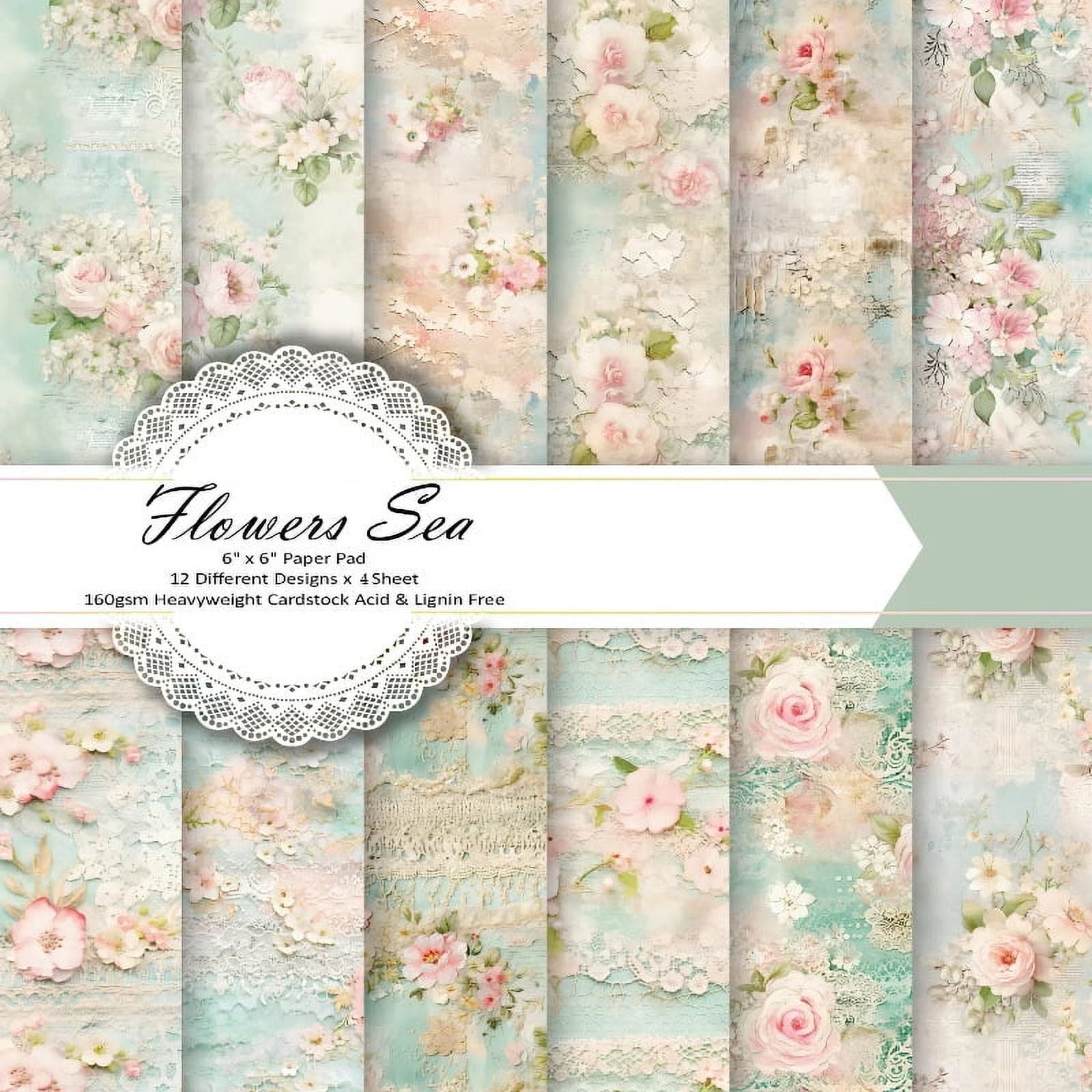 48 Sheets Scrapbook Paper, 6" x 6" Cardstock Decoupage Paper Pad ...