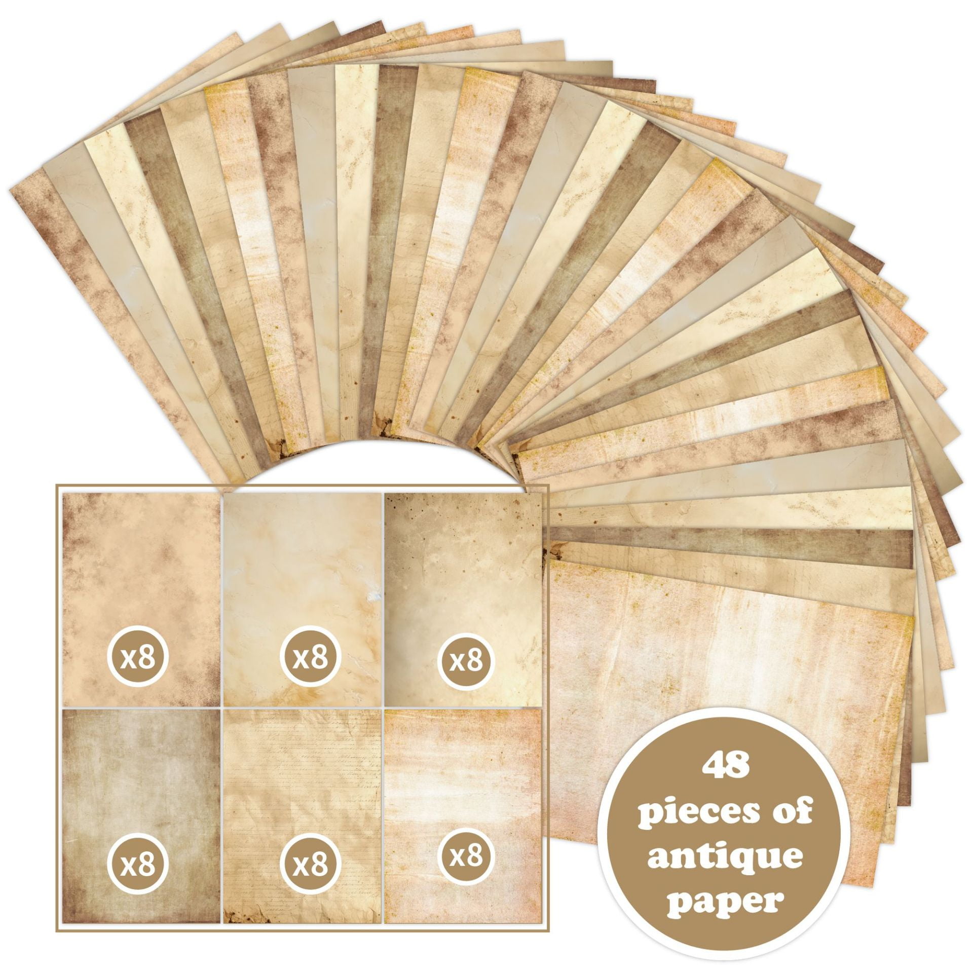 48 Sheets Vintage Antique Printing Paper, A4 Letter Writing Stationery ...