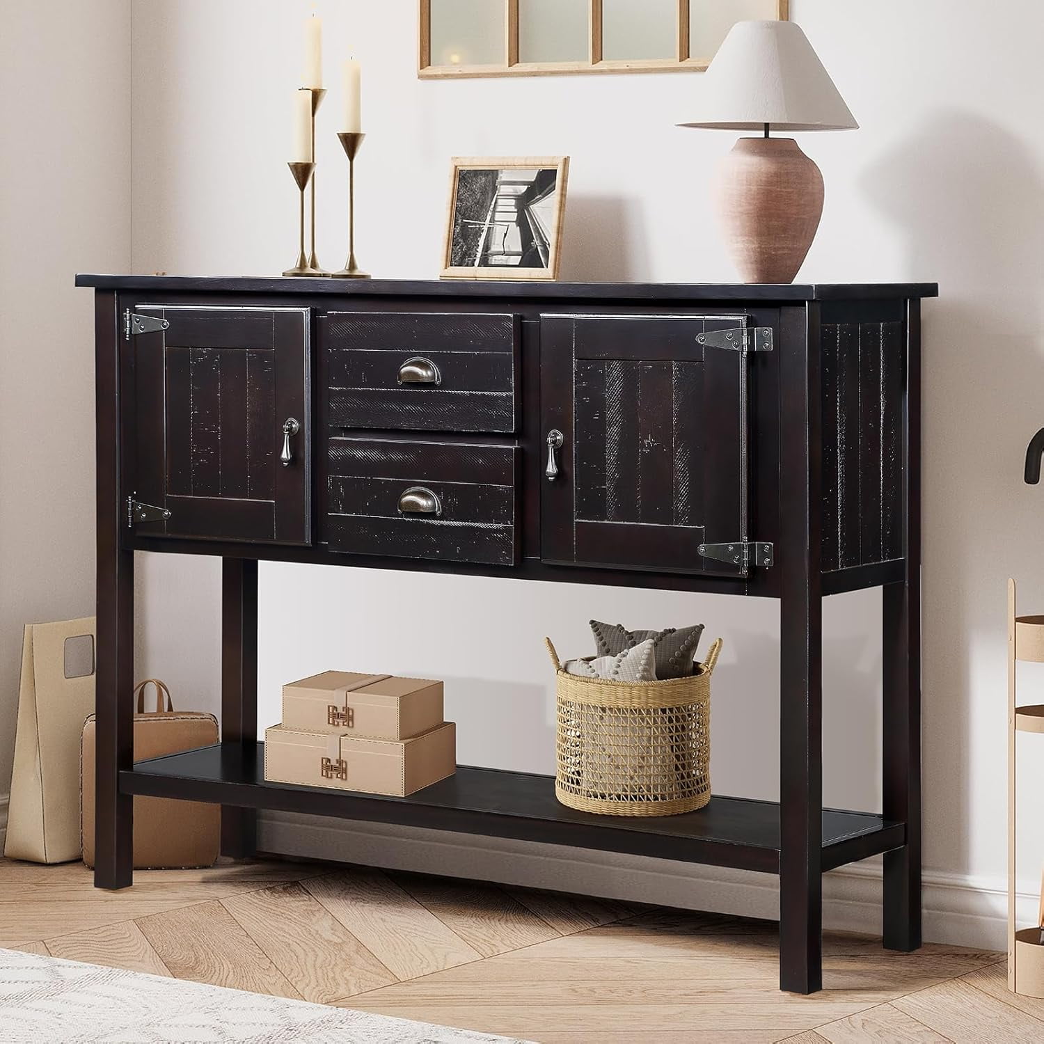 48'' Sideboard Console Table Farmhouse Buffet Cabinet with Storage ...