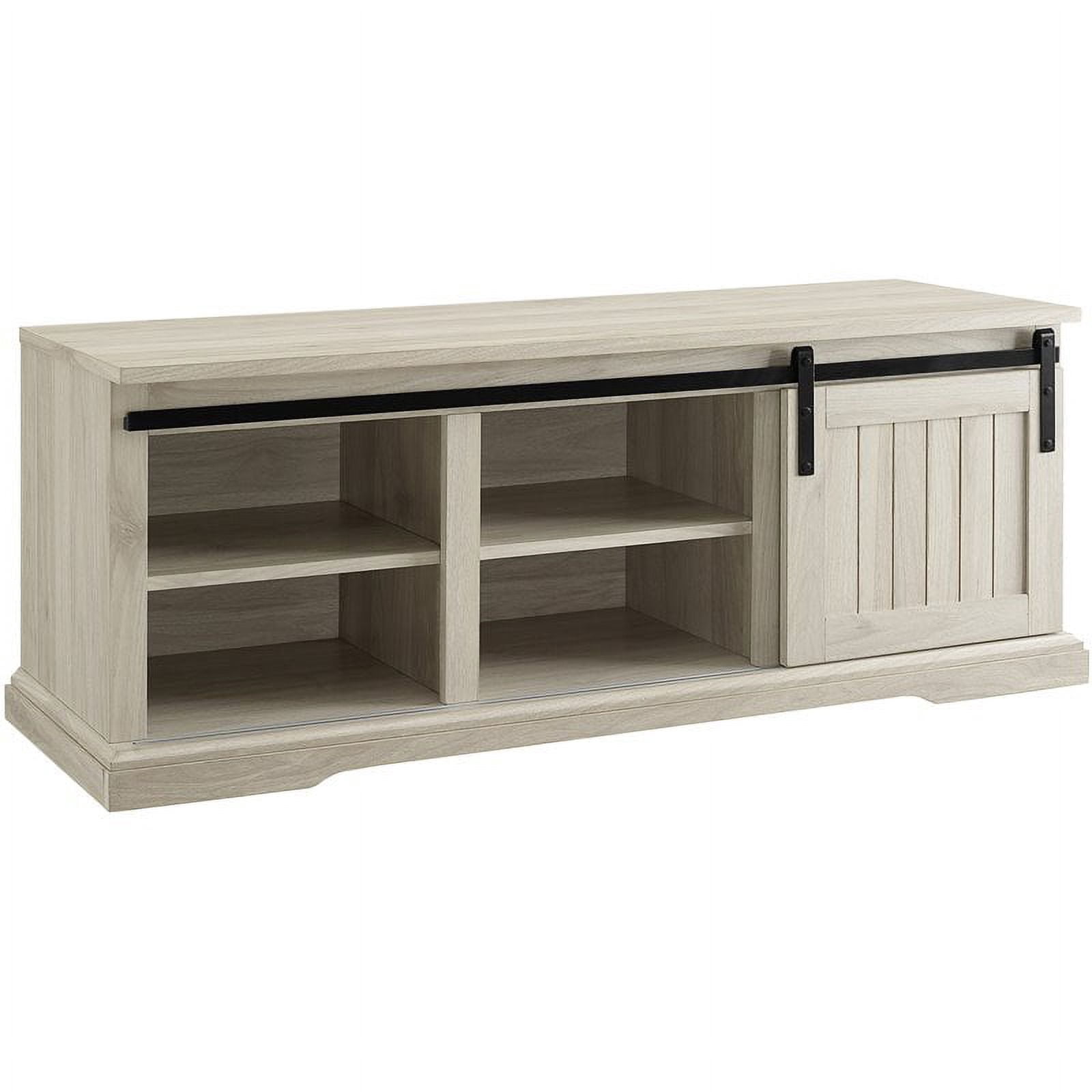 48" Sliding Grooved Door Entry Bench with Storage in Coastal Birch ...