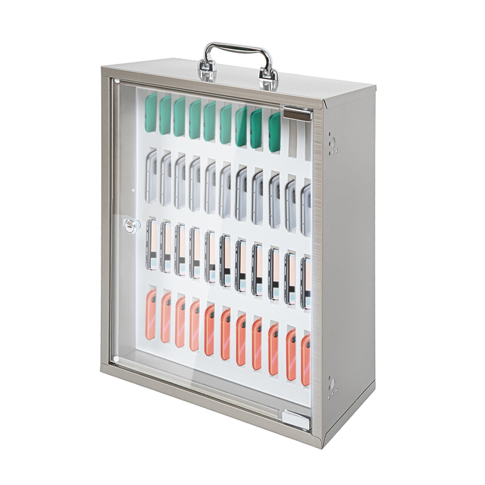 48 Slots Cell Phone Storage Case Wall-Mounted Cabinet Office Phones ...