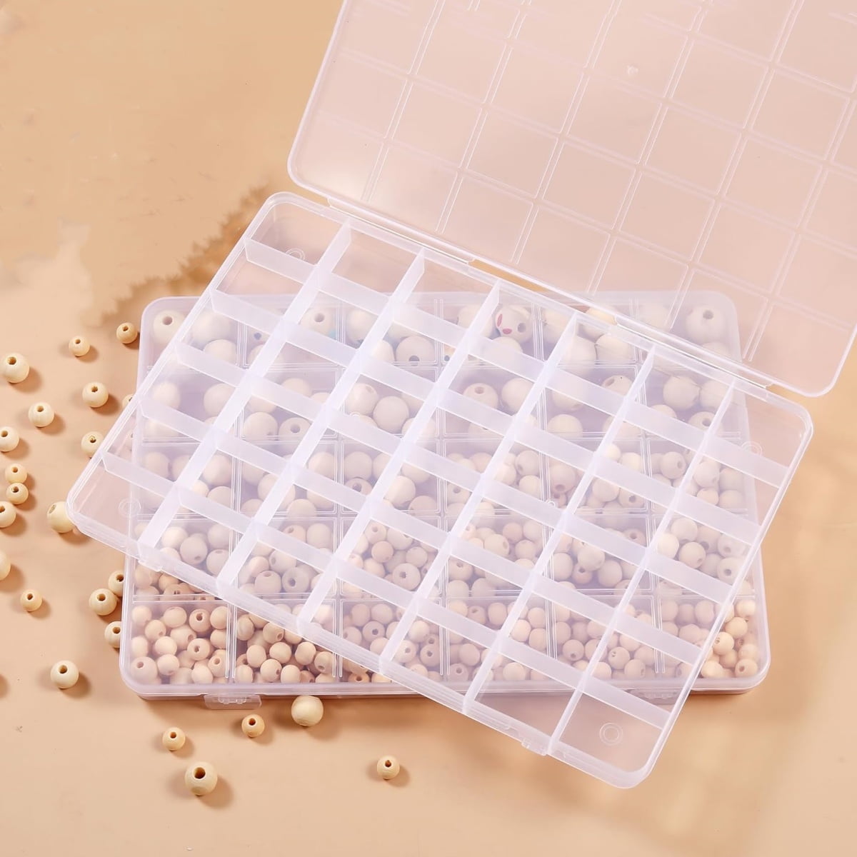 42 Small Grids Plastic Bead Organizer Box, 2Pcs Organizer Container ...
