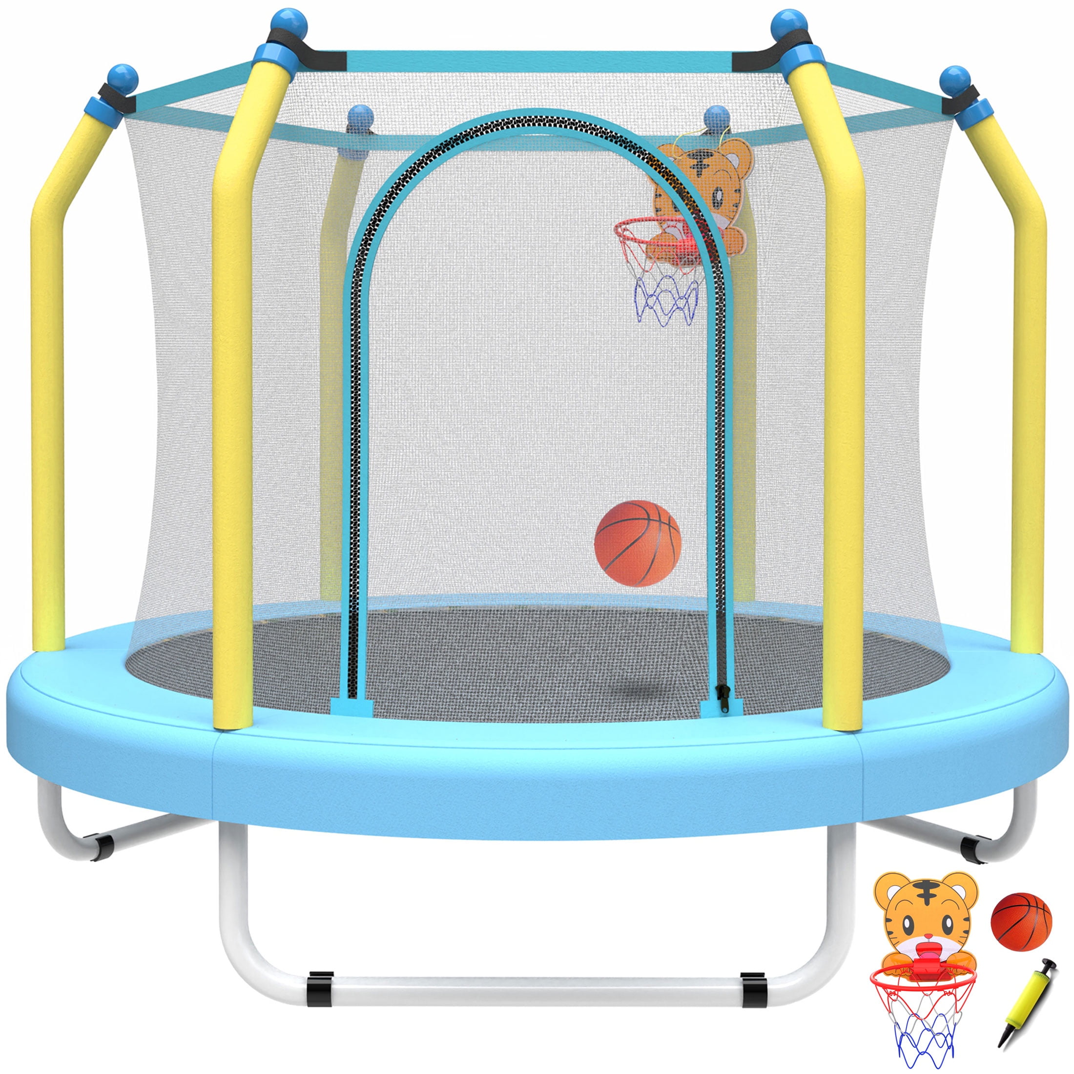 55" Trampoline with Enclosure for Kids, SEGMART Indoor Outdoor Toddler ...