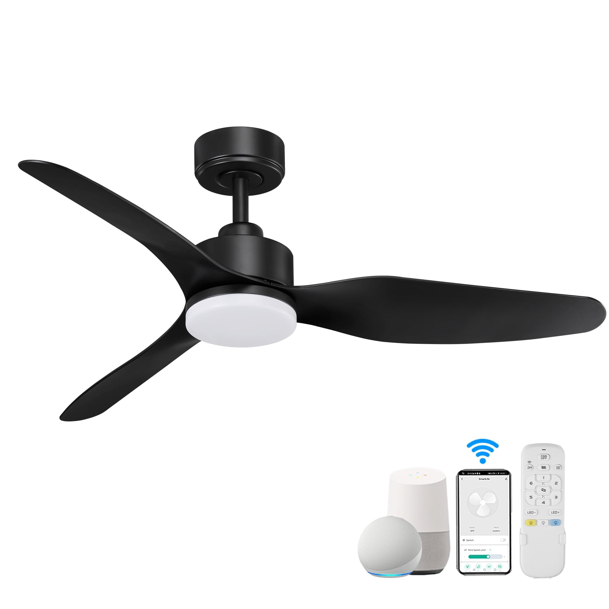 48" Smart Ceiling Fans with LED Lights Remote,Quiet DC Motor,Dimmable ...