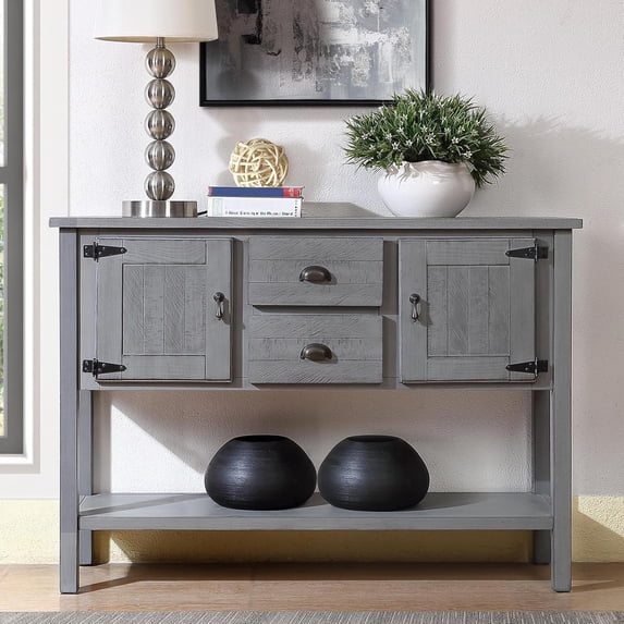 48" Solid Wood Buffet Sideboard,Farmhouse Console Table with Bottom ...
