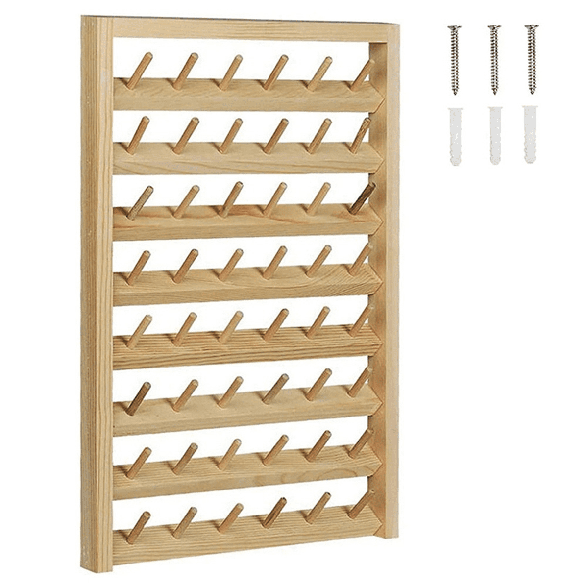 48 Spool Sewing Thread Stand,Wall Mount Stand with Hook,Wooden ...