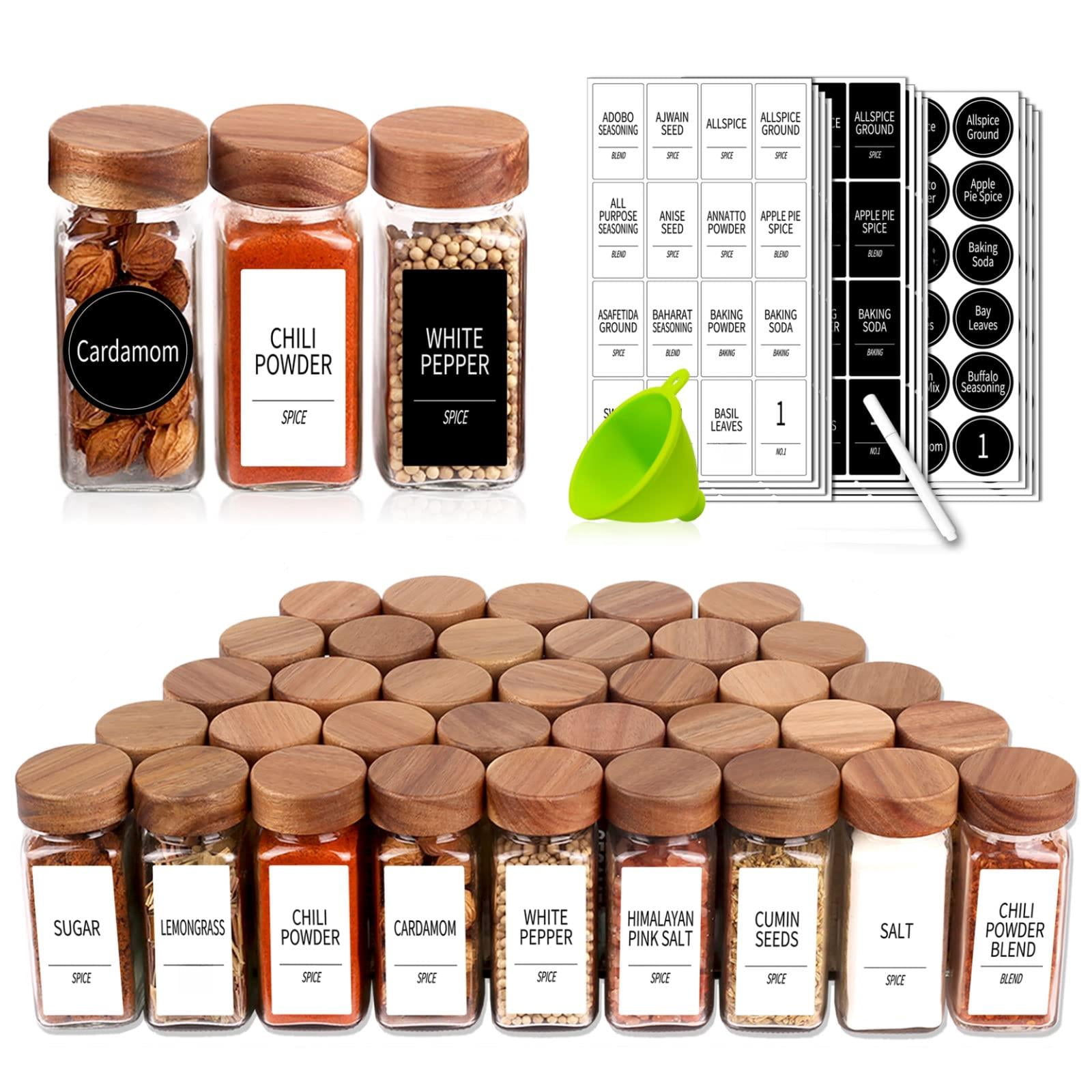 48 Square Glass Spice Jars with Shaker Lids and Wood Lids - Walmart.com