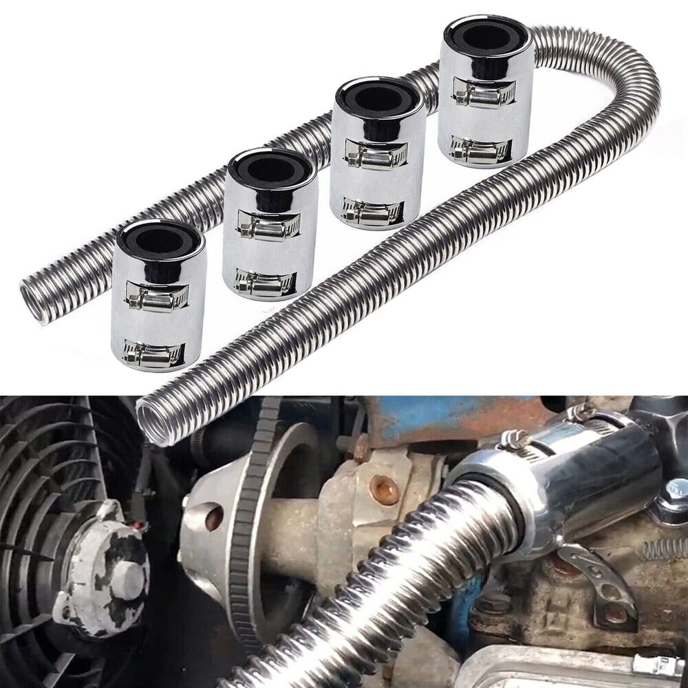 48" Stainless Steel Radiator Flexible Coolant Water Hose Kit with Caps ...