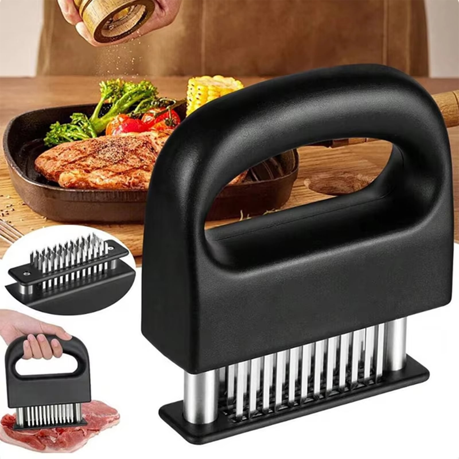 48 Steel Needles Meat Tenderizer - Sharp Stainless Steel Blade, Grip ...