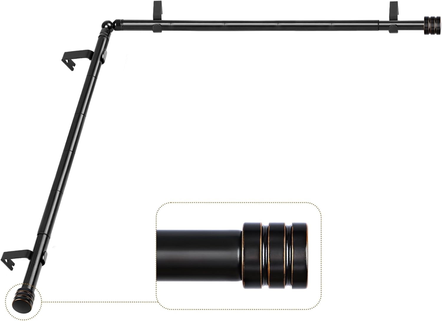 48 To 84 Inch Heavy Duty Single Splicing Corner Window Curtain Rods ...