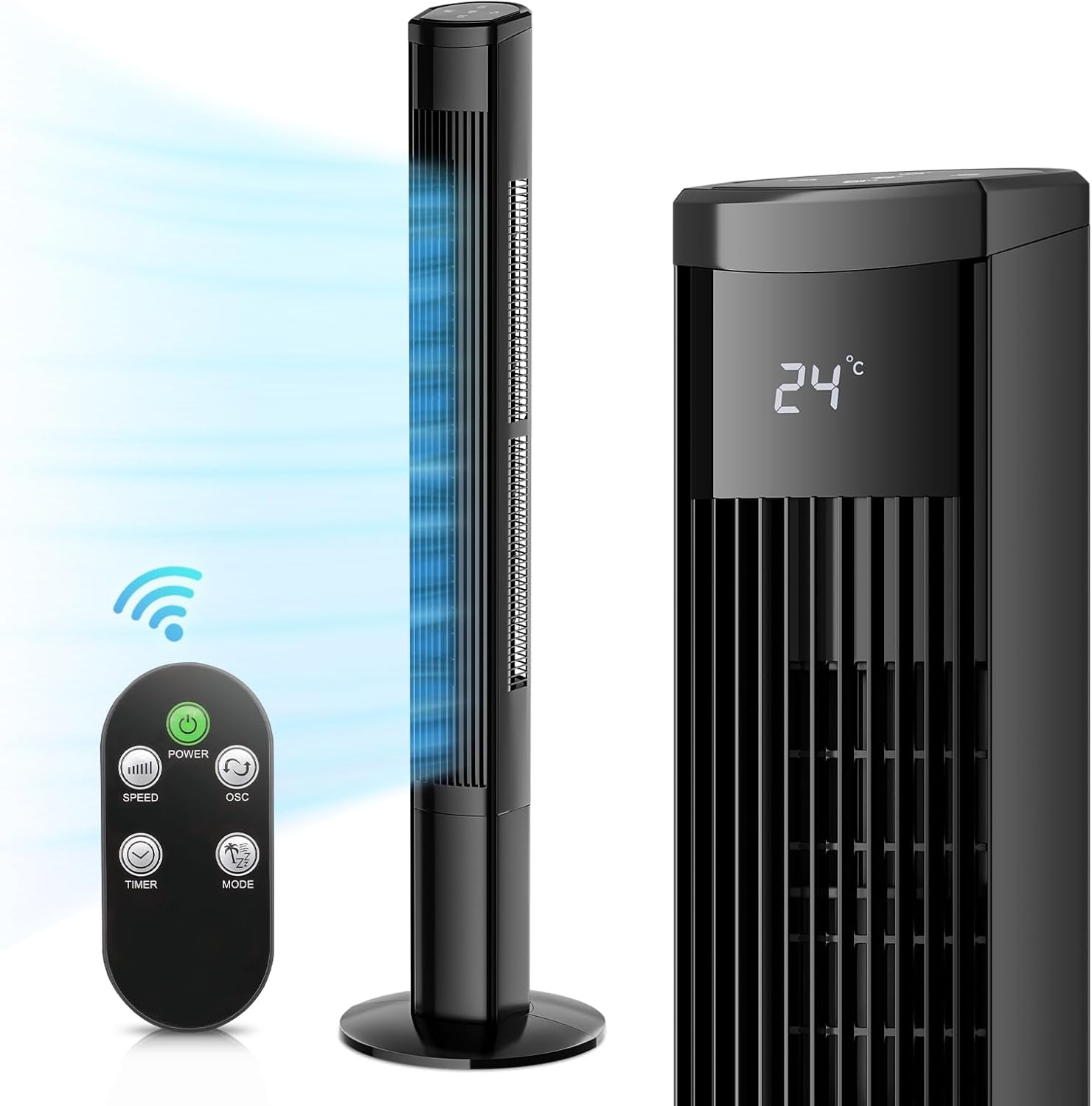 48" Tower Fan for Bedroom, 49ft/s Velocity Quiet Floor With Remote ...