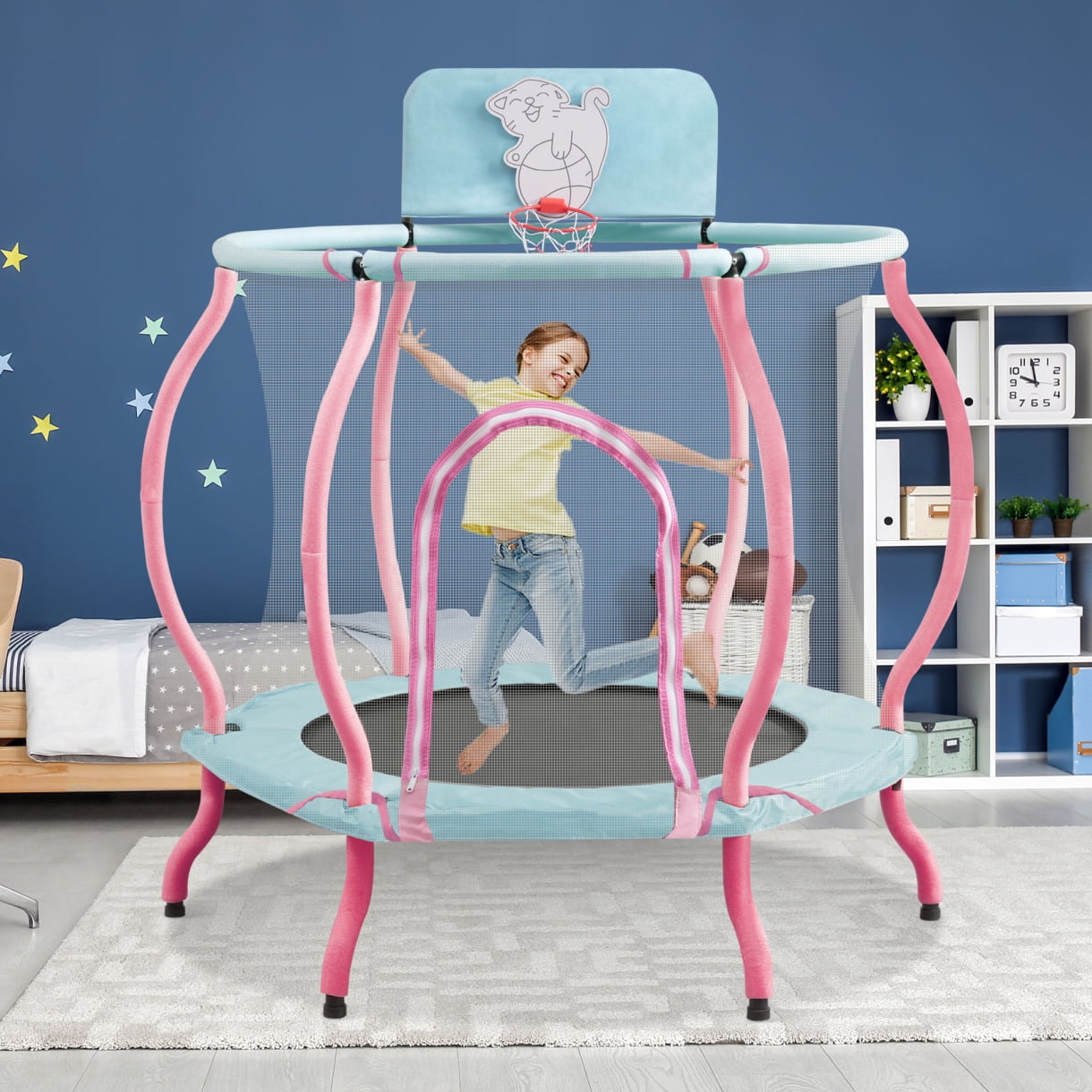 48" Trampoline with Safety Enclosure Net,Mini Toddler Trampoline with ...