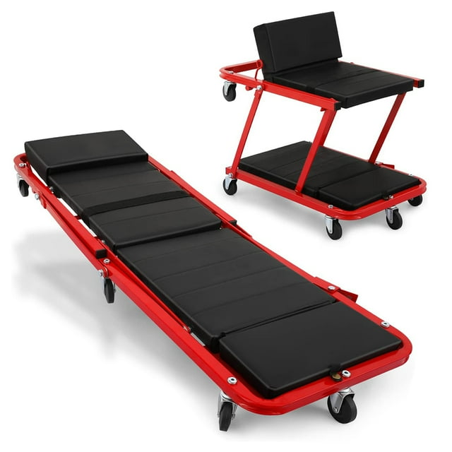 48" Triplex Folding Creeper, 2-in-1 Garage Folding Creeper and Seat ...