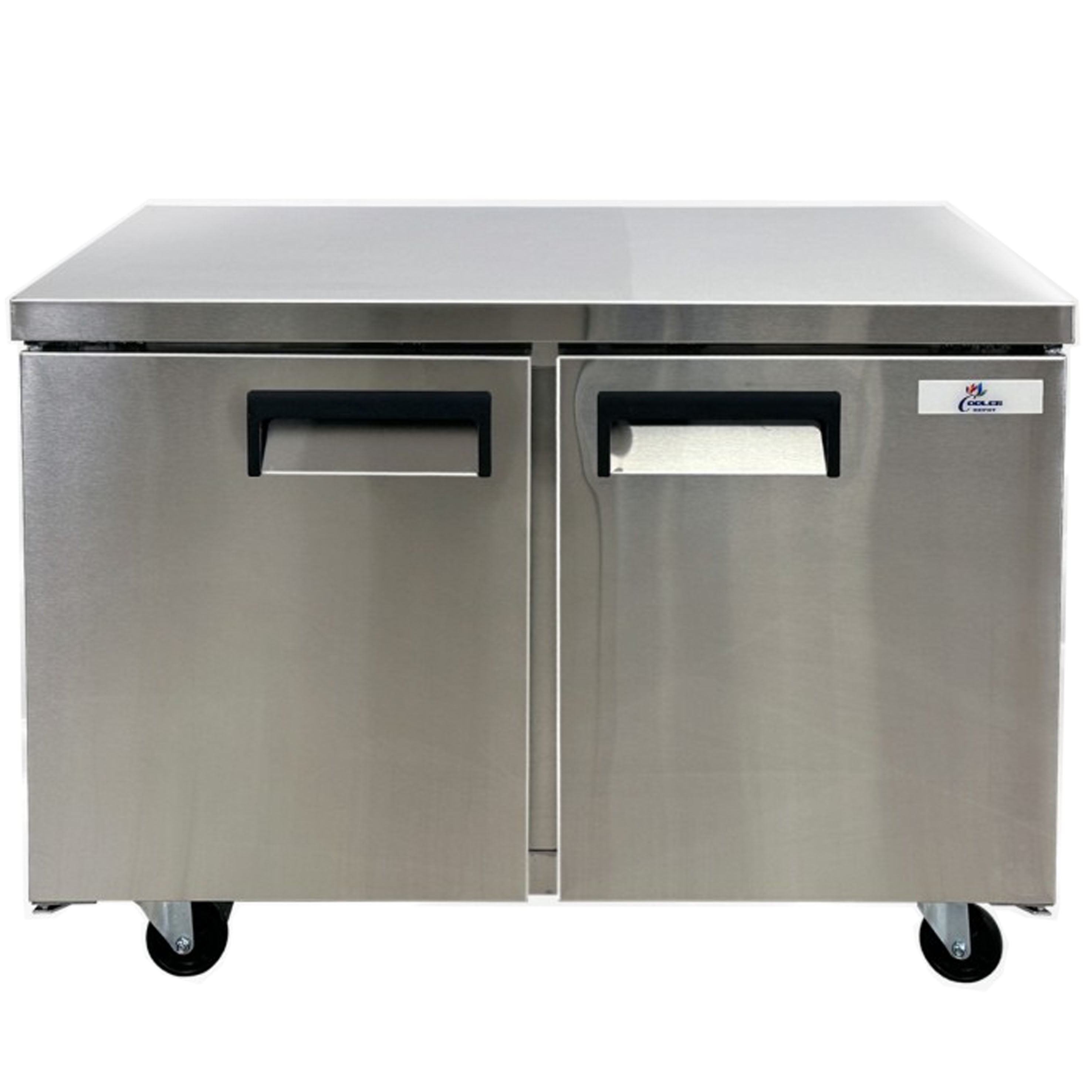48" Under Counter Stainless Steel Commercial Freezer 2 Doors 2 Shelves ...