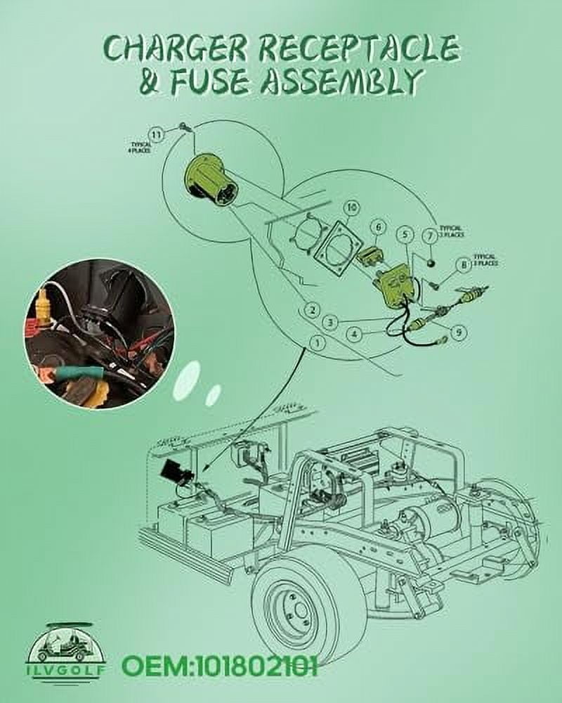 48 Volt Charger Receptacle and Fuse Assembly for Club Car DS 2000-up ...