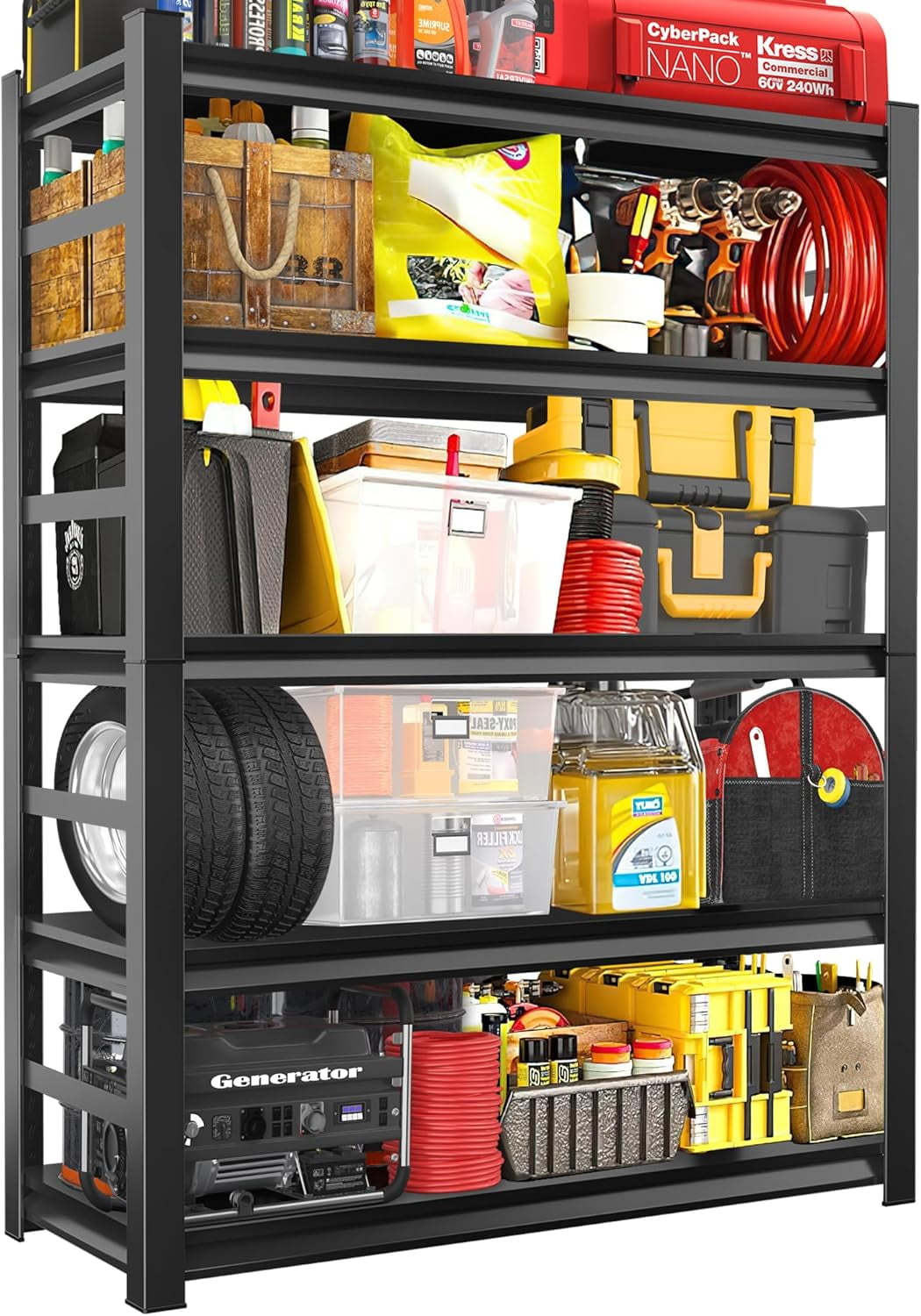 48”W*24”D*72”H Metal Garage Shelving Unit, Heavy Duty Storage Shelves ...