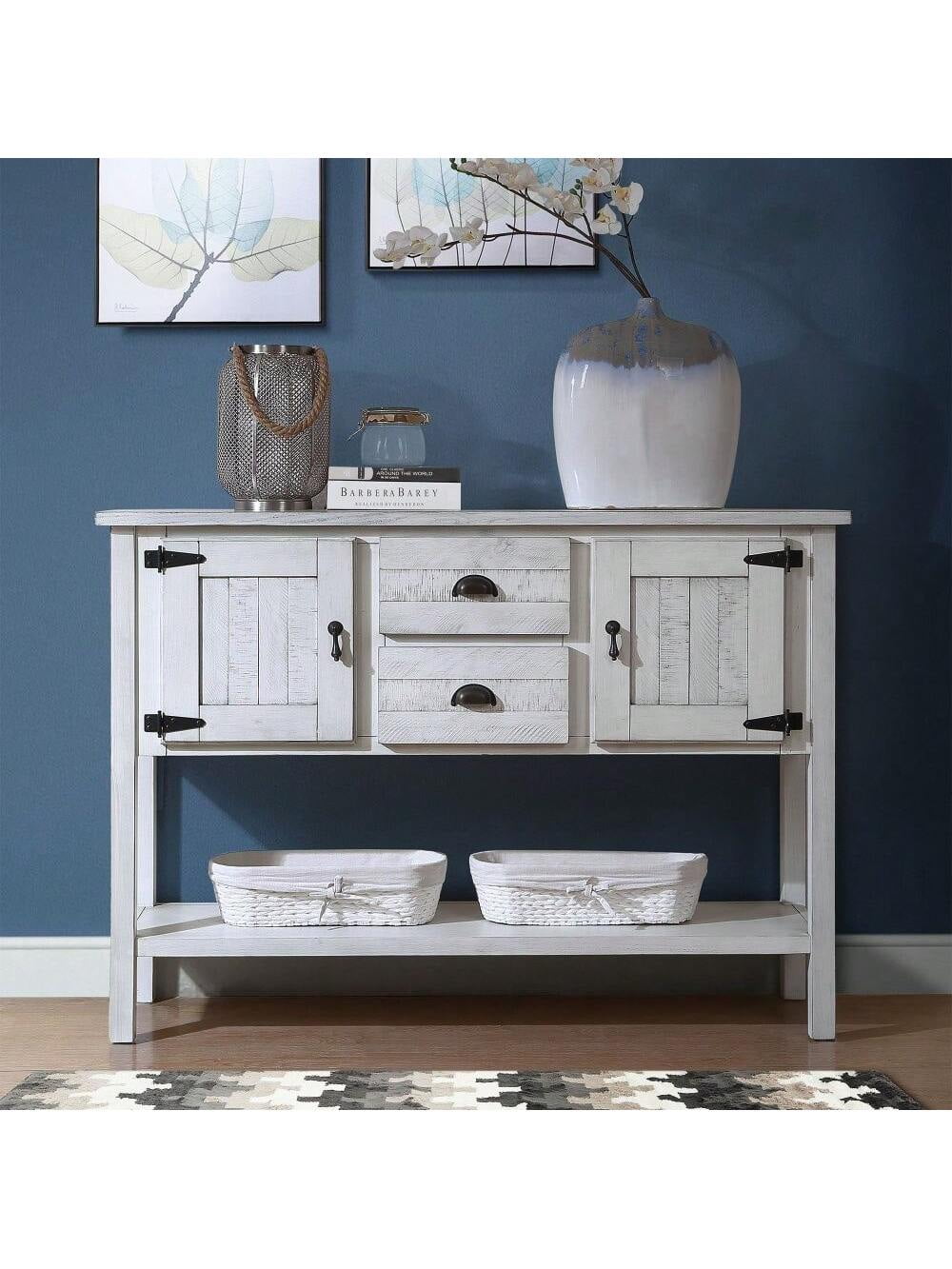 48" W Buffet Sideboard Cabinet With 2 Doors And 2 Drawers, Buffet Table ...