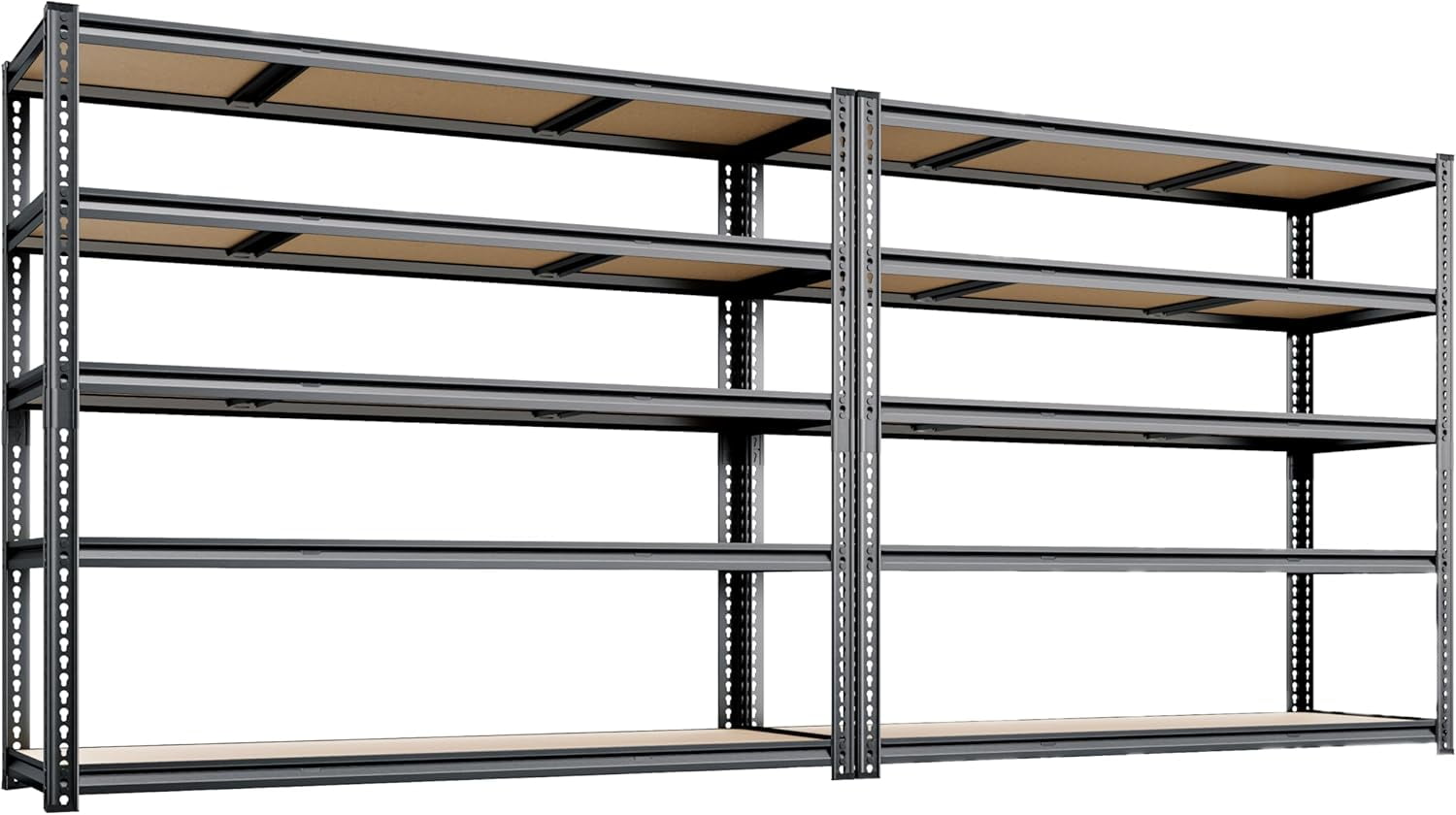 48"W Garage Shelving, 3050LBS Storage Shelves heavy duty, 5 Tier Metal ...