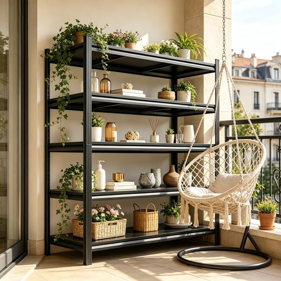 48"W Garage Shelving, 5-Tier Heavy Duty Shelving, Garage Storage ...