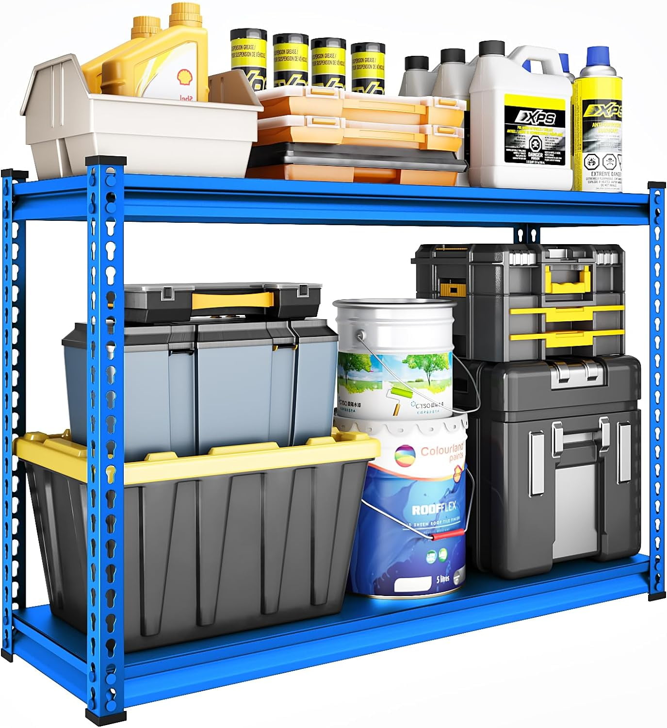 48" W Garage Shelving Heavy Duty, 1000LBS Loads Adjustable Garage ...