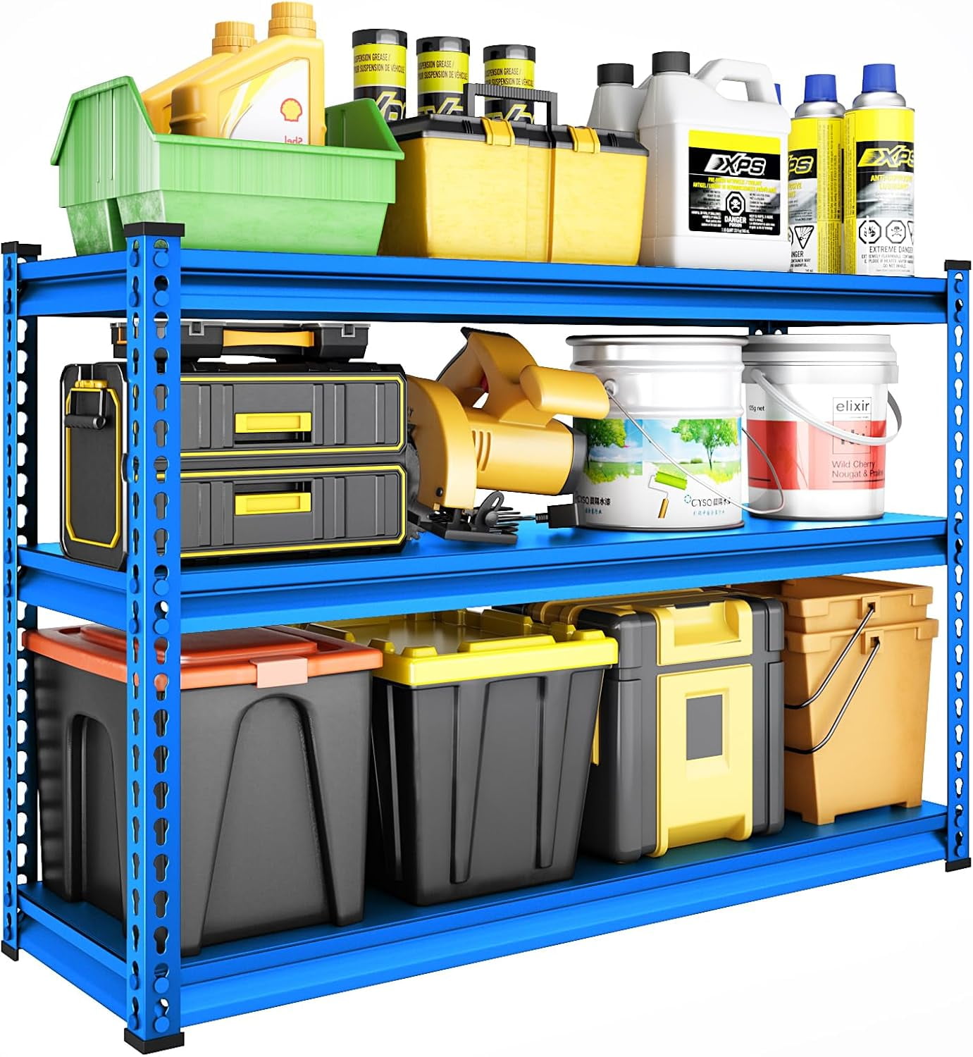 48" W Garage Shelving Heavy Duty, 1500LBS Loads Adjustable Garage ...