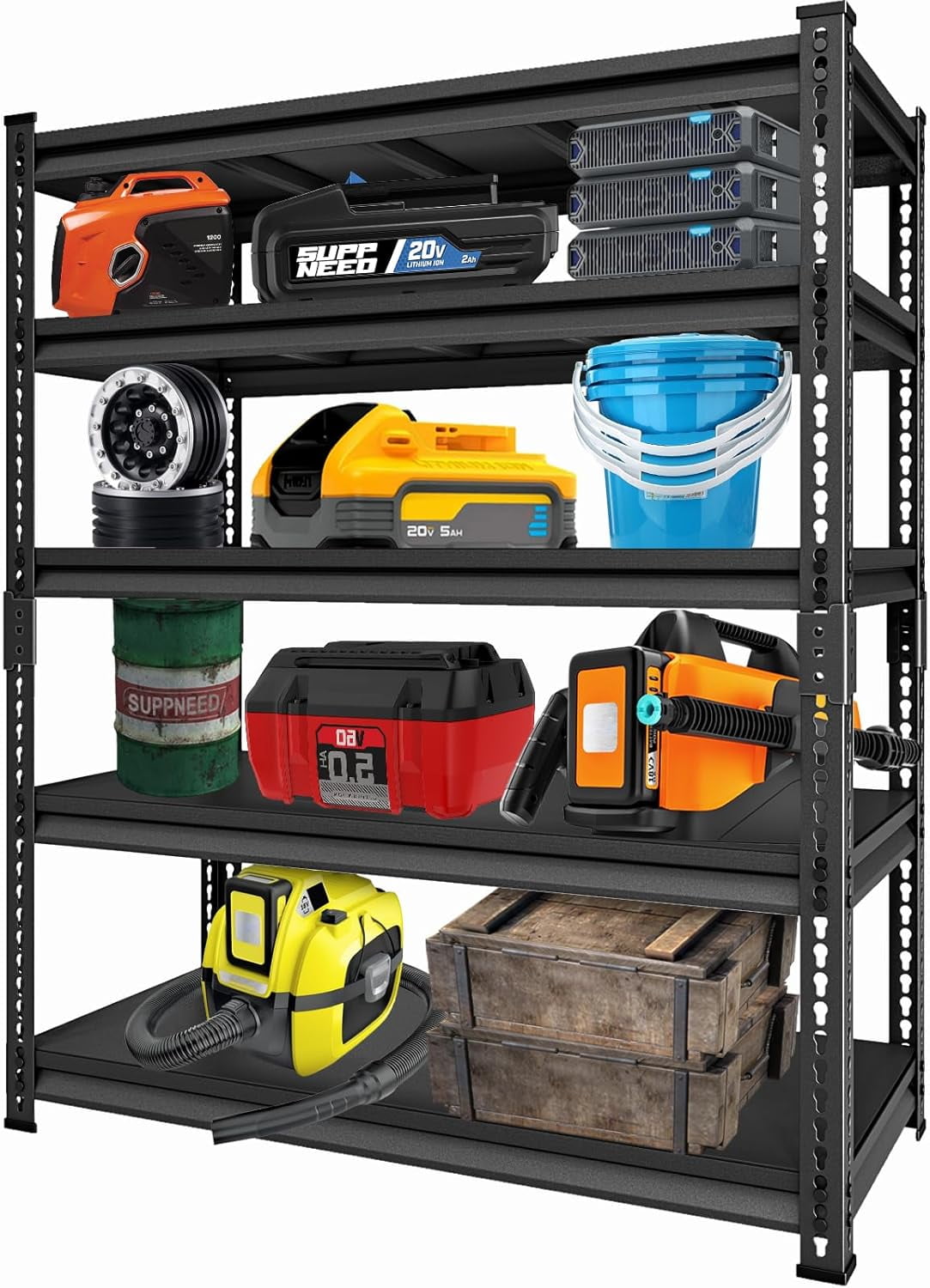 48" W Garage Shelving Heavy Duty, 3000LBS Loads Adjustable Garage ...